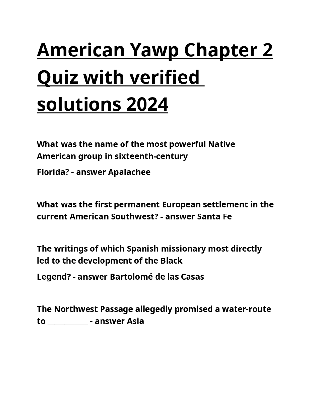 American Yawp Chapter 2 Quiz with verified solutions 20 | Exams Biology ...