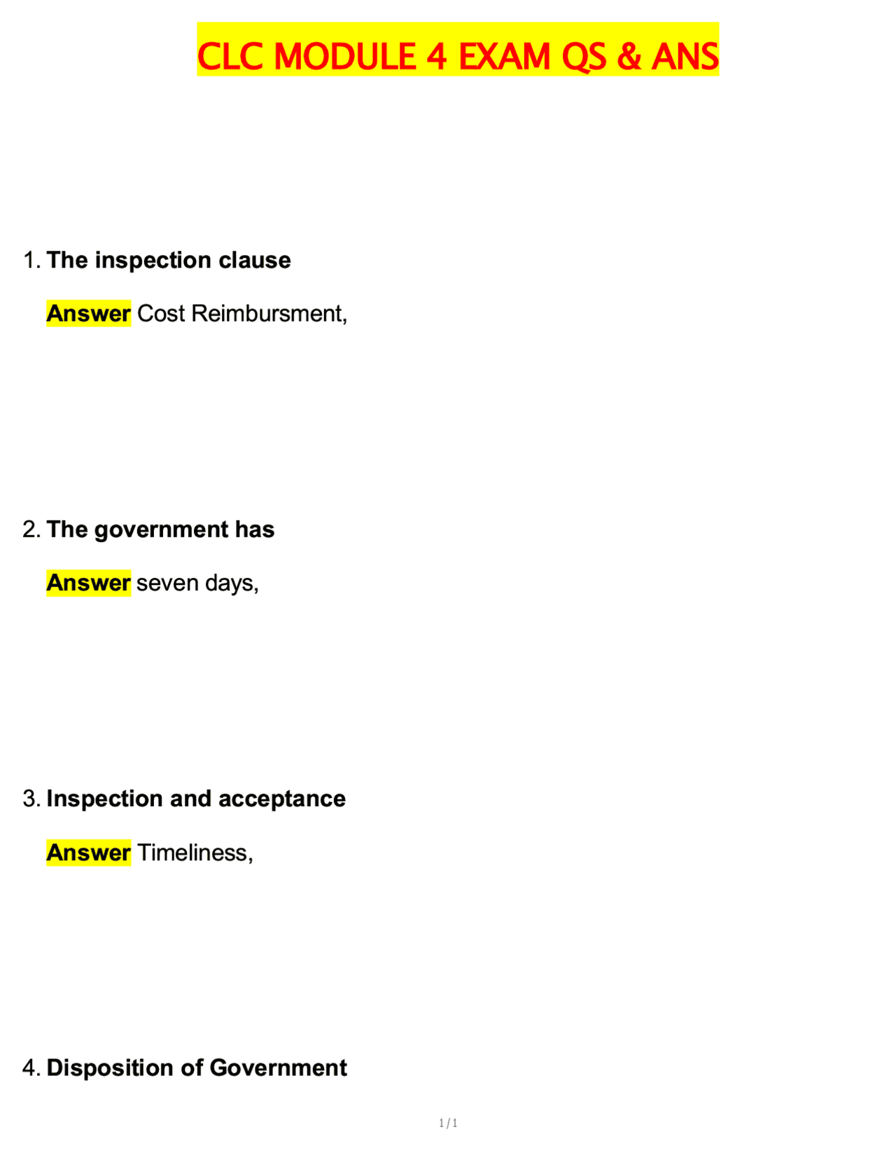 CLC MODULE 4 EXAM Actual Questions & Answers to Pass the Exam, 100% ...