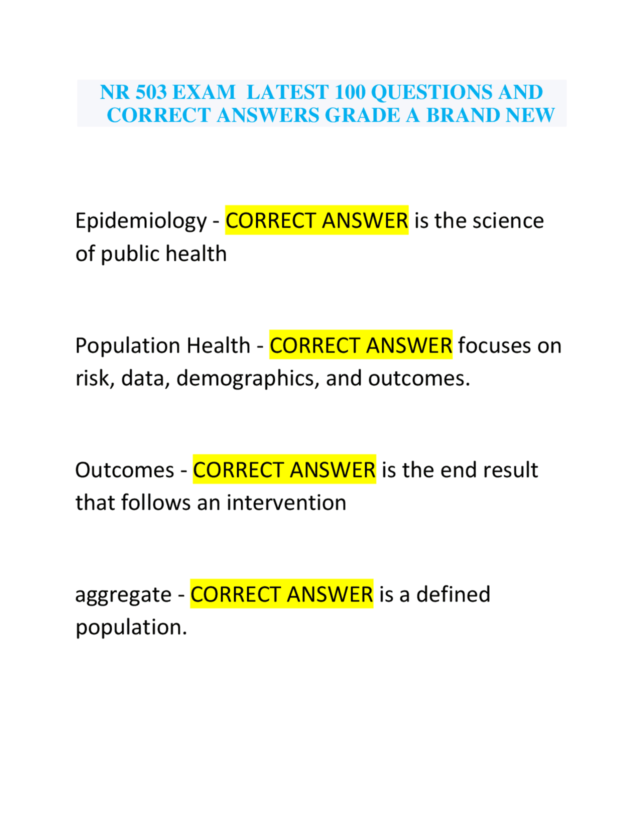R 503 EXAM LATEST 100 QUESTIONS AND CORRECT ANSWERS GRADE A BRAND NEW ...