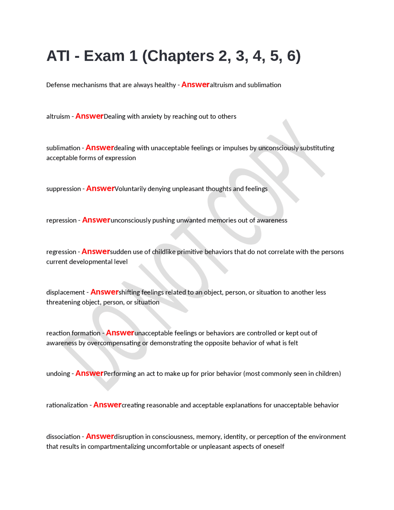 ATI - Exam 1 (Chapters 2, 3, 4, 5, 6) | Exams Nursing | Docsity