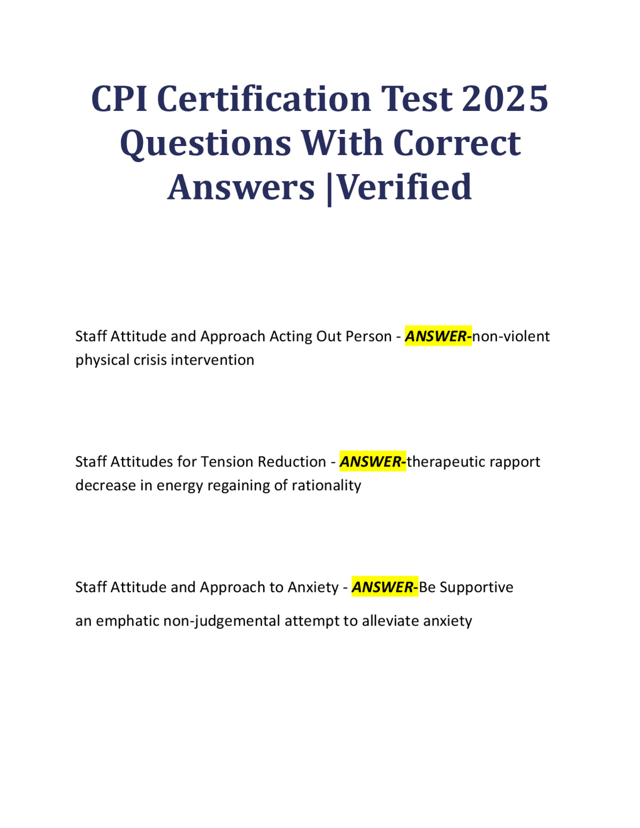 CPI Certification Test 2025 Questions With Correct Answers |Guaranteed ...