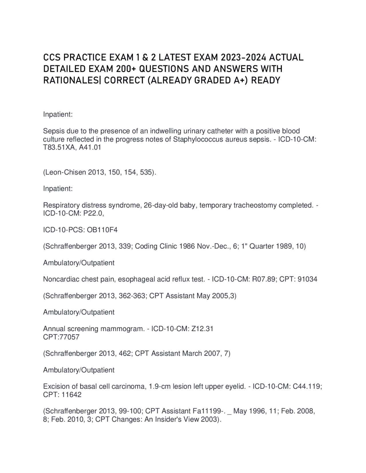CCS PRACTICE EXAM 1 & 2 LATEST EXAM 2023-2024 ACTUAL DETAILED EXAM 200 ...