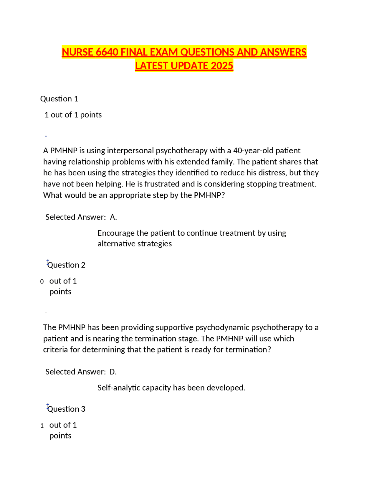 NURSE 6640 FINAL EXAM QUESTIONS AND ANSWERS LATEST UPDATE 2025 | Exams ...