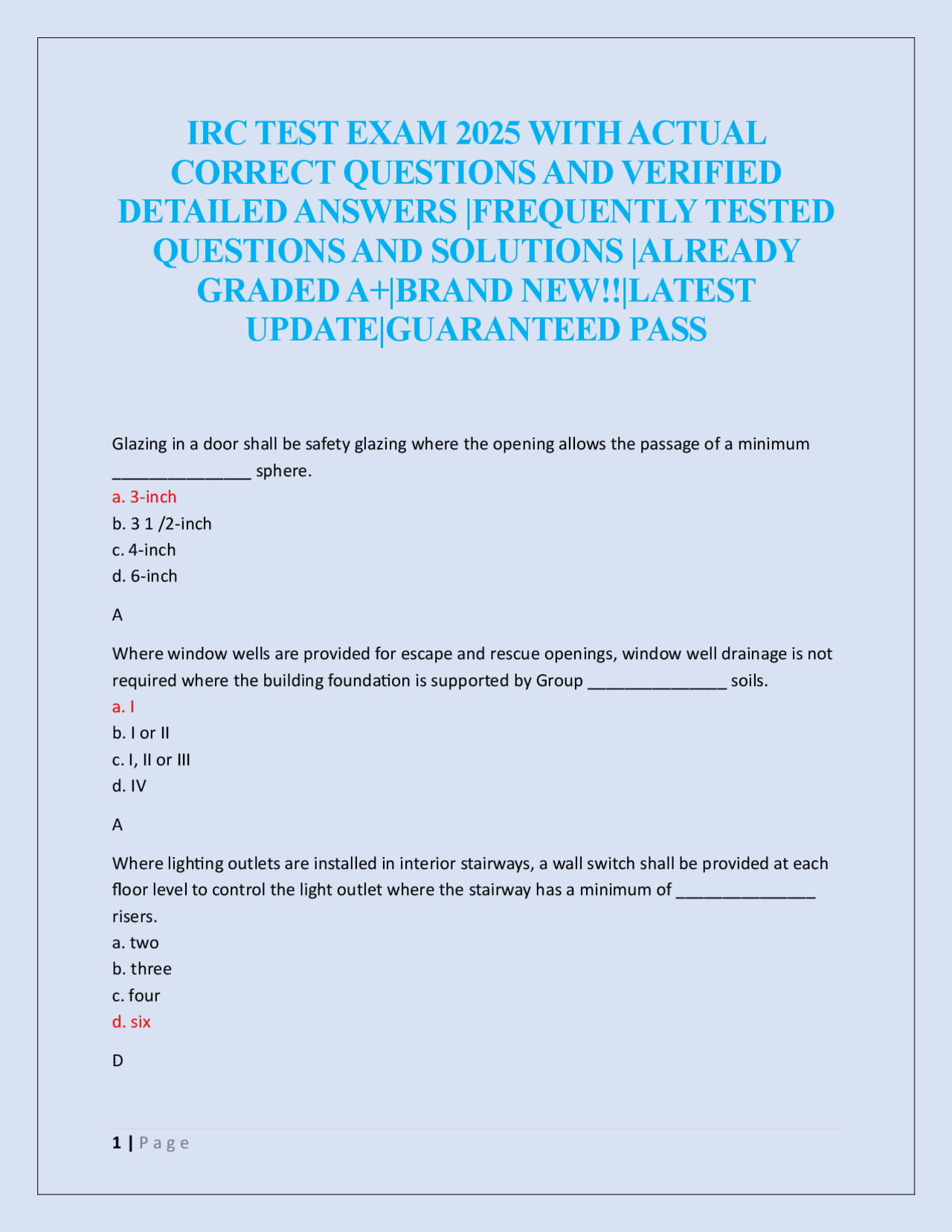 IRC Test Exam 2025: Building Codes and Regulations | Exams ...