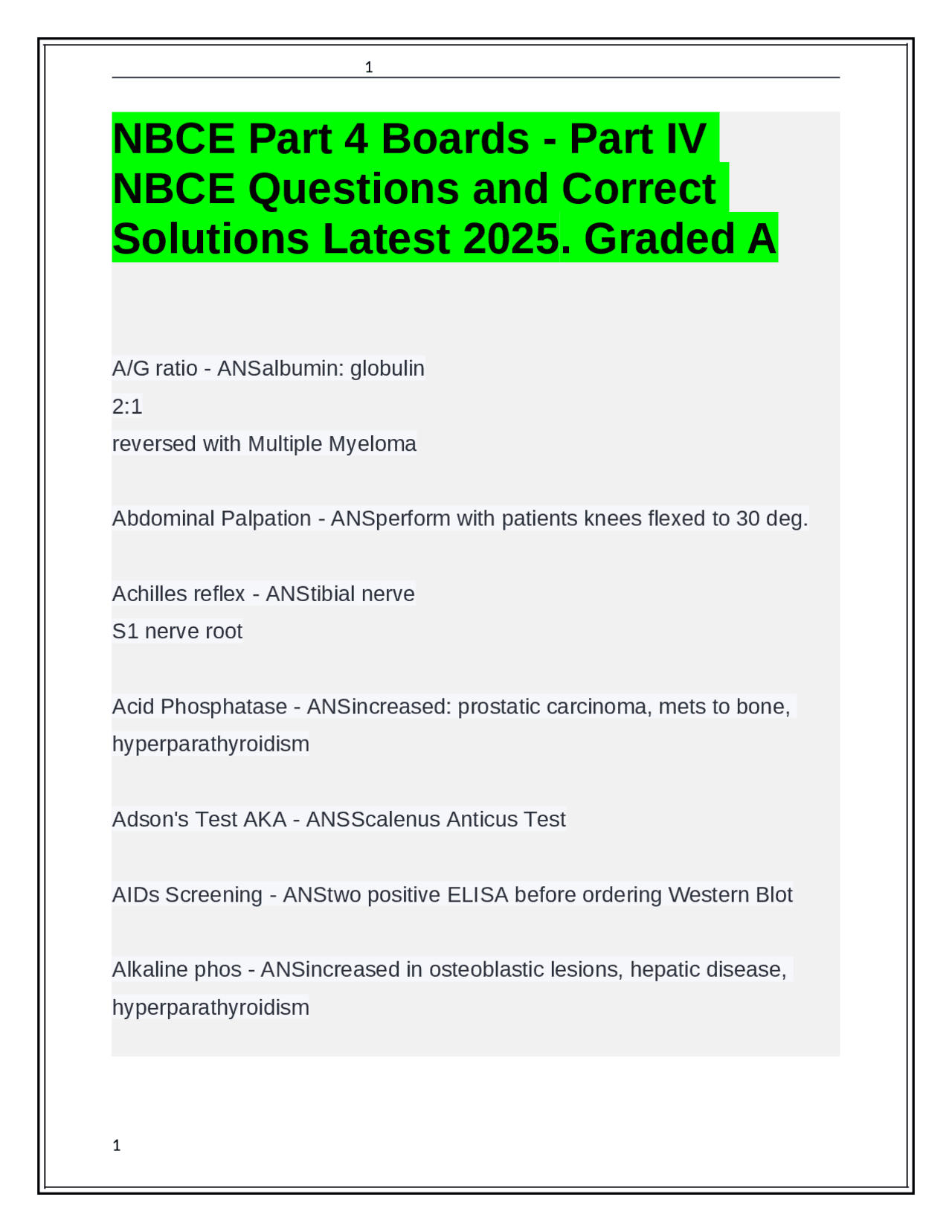 NBCE Part 4 Boards - Part IV NBCE Questions and Correct Solutions ...