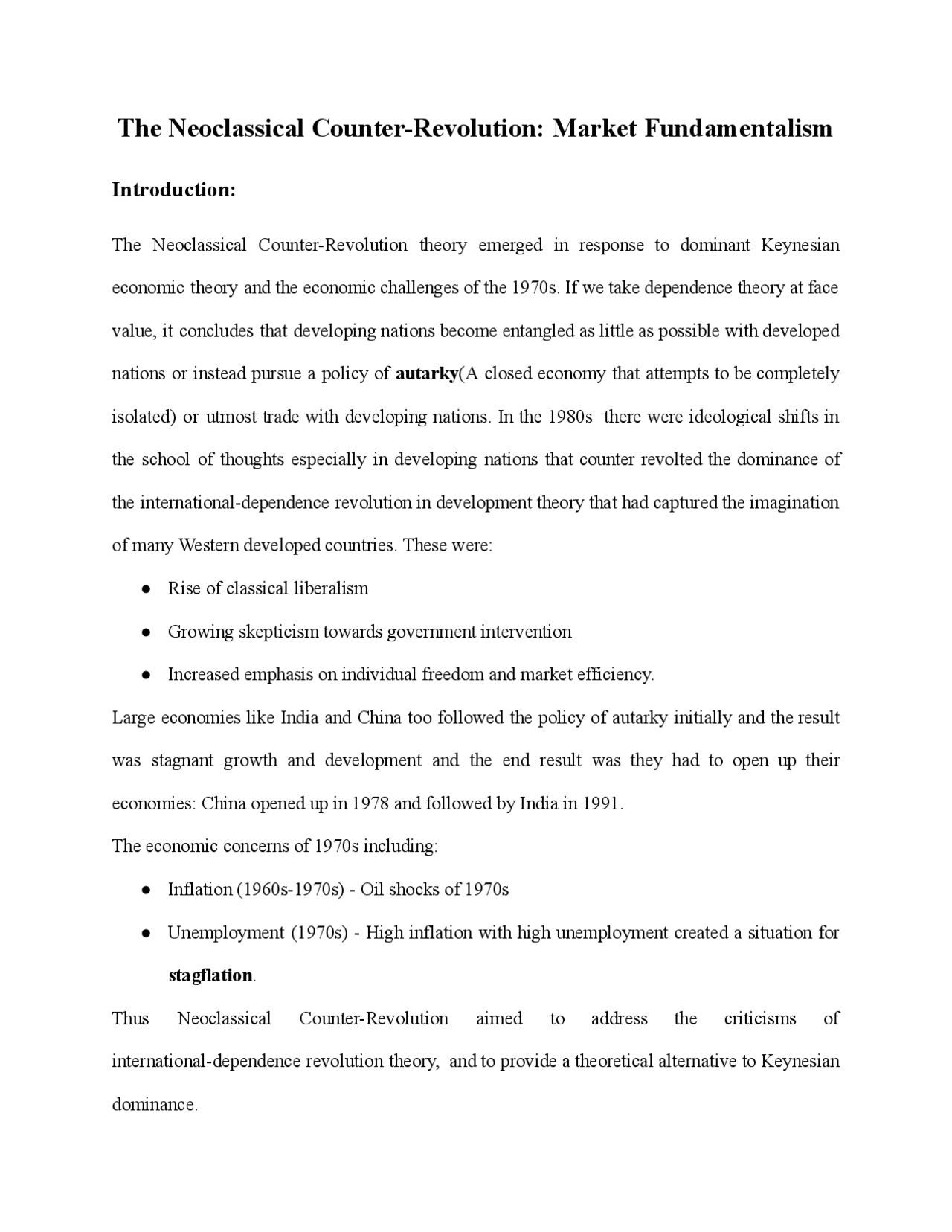 Neo-Classical Counter Revolution | Study notes Development Economics ...