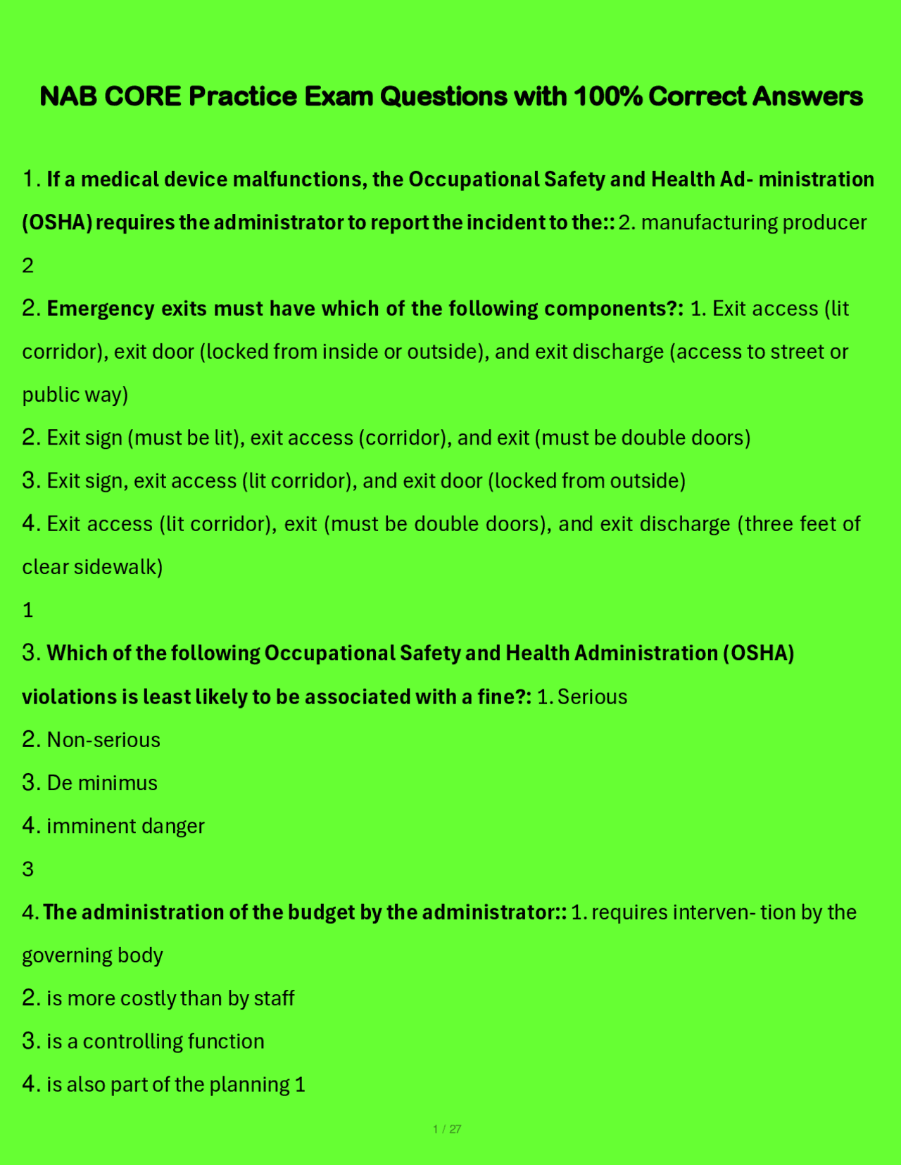 NAB CORE Practice Exam Questions with 100% Correct Answers | Exams ...