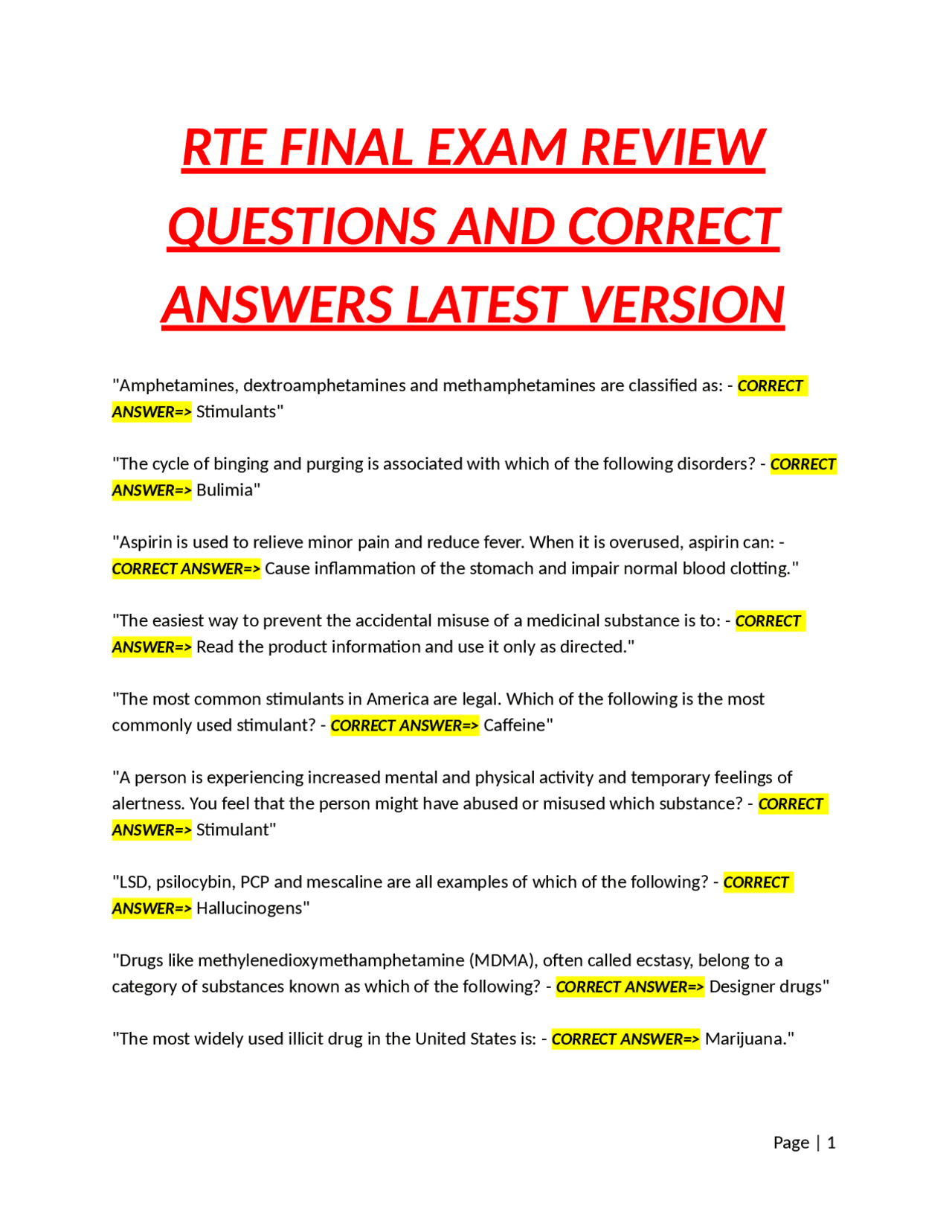 RTE FINAL EXAM REVIEW QUESTIONS AND CORRECT ANSWERS LATEST VERSION ...