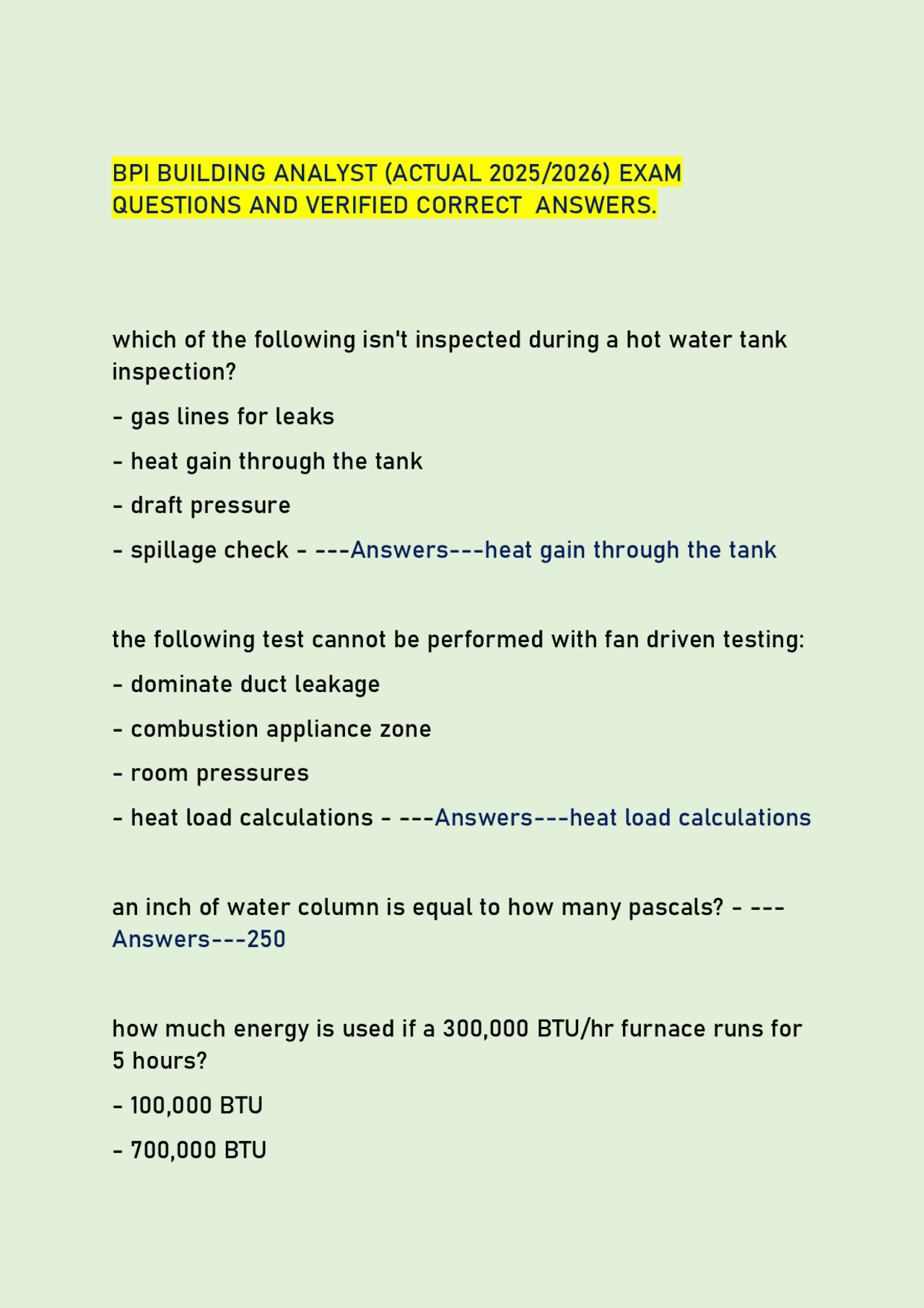 BPI BUILDING ANALYST (ACTUAL 2025/2026) EXAM QUESTIONS AND VERIFIED ...