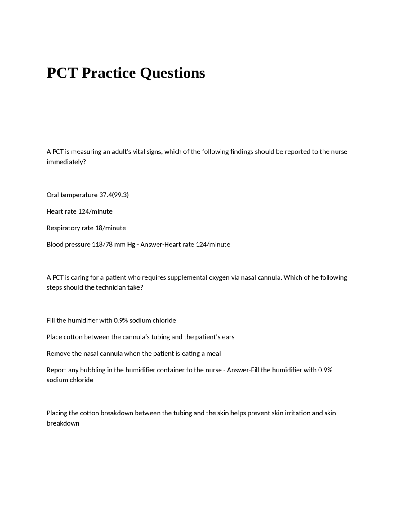 PCT Practice Questions with Correct Answers |2025 UPDATED!!!!! | Exams ...