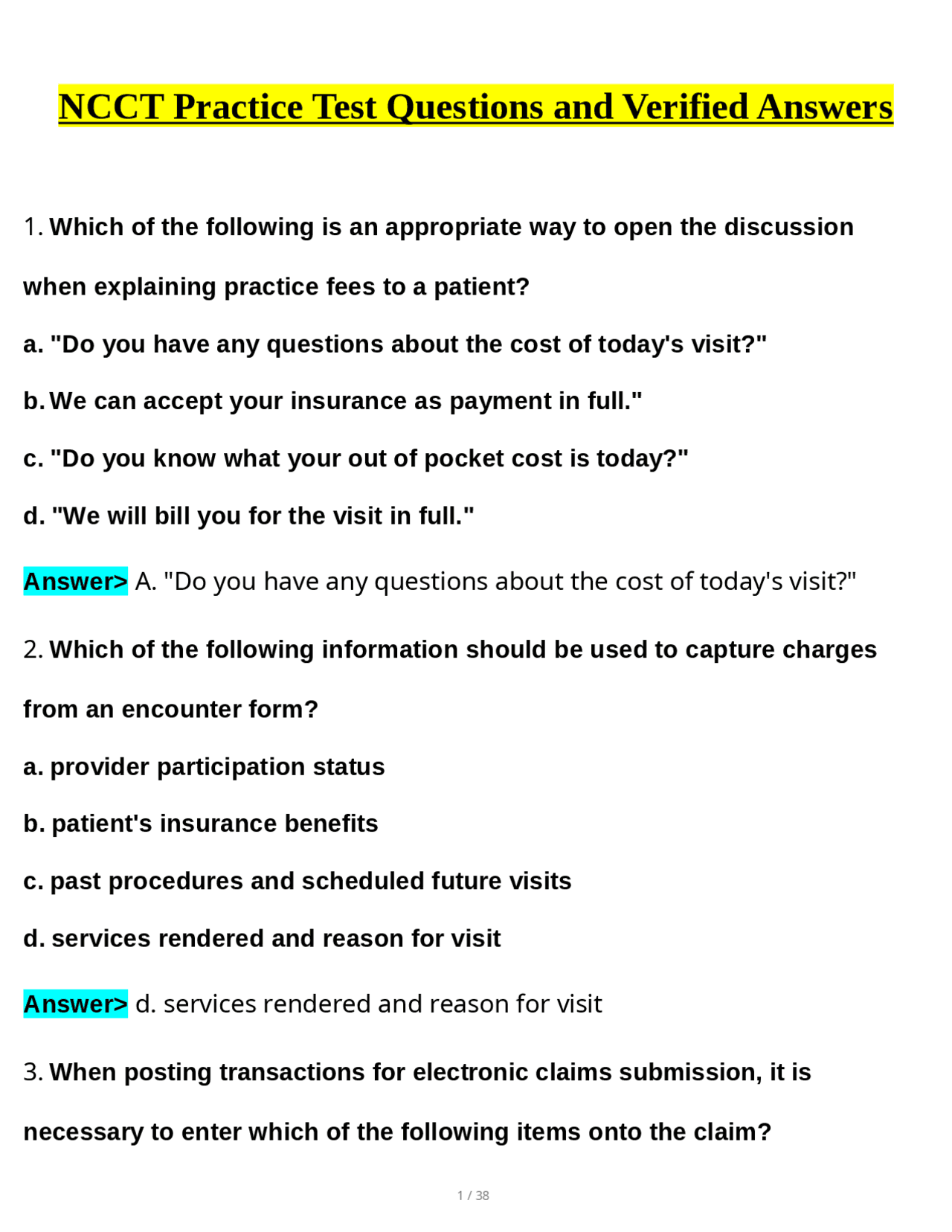 NCCT Practice Test (Latest 2025 / 2026 Update) Questions and Verified ...