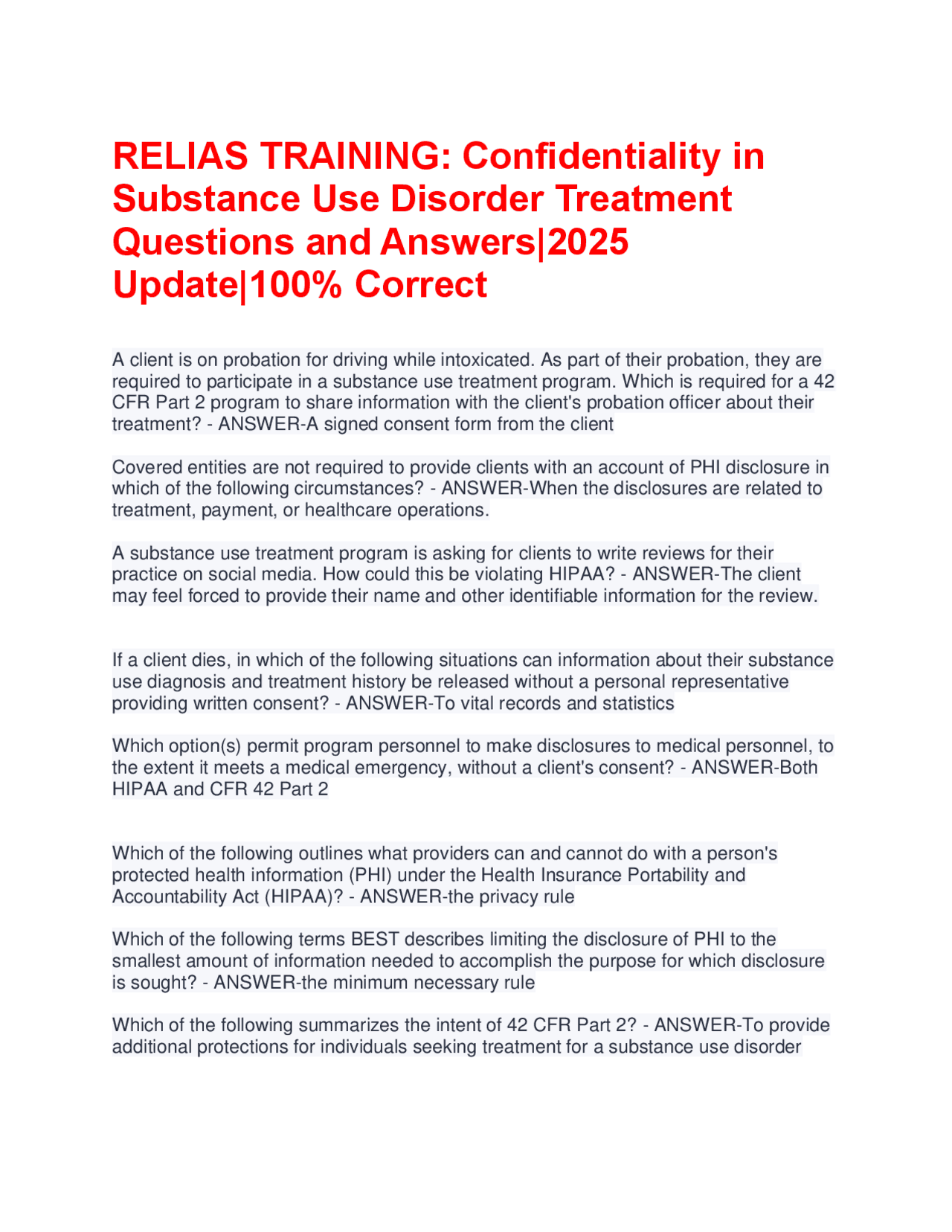 RELIAS TRAINING: Confidentiality in Substance Use Disorder Treatment ...