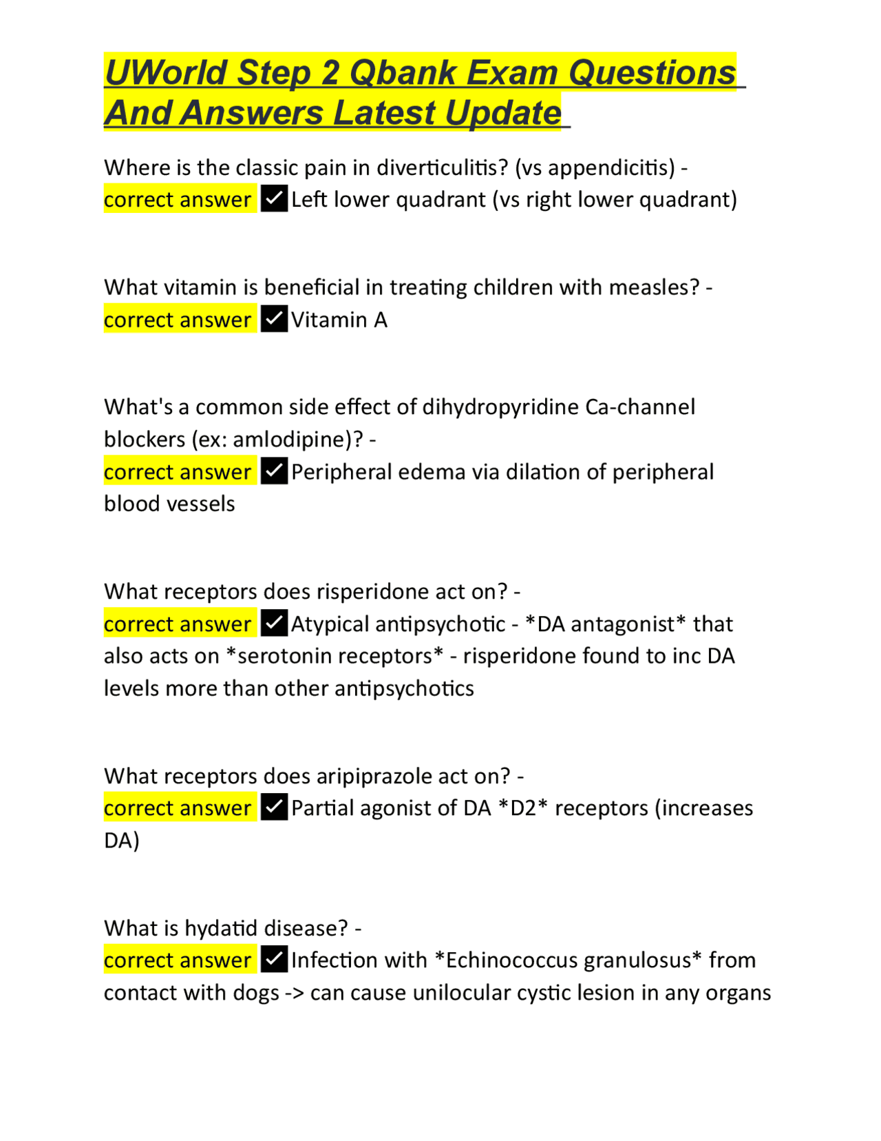UWorld Step 2 Qbank Exam Questions And Answers Latest Update | Exams ...