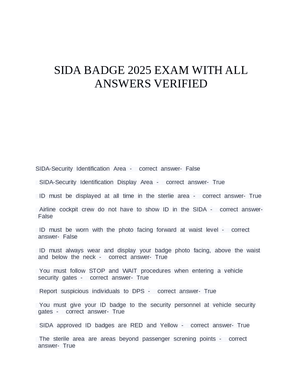 SIDA Badge 2025 Exam: Security and Identification Procedures | Exams ...