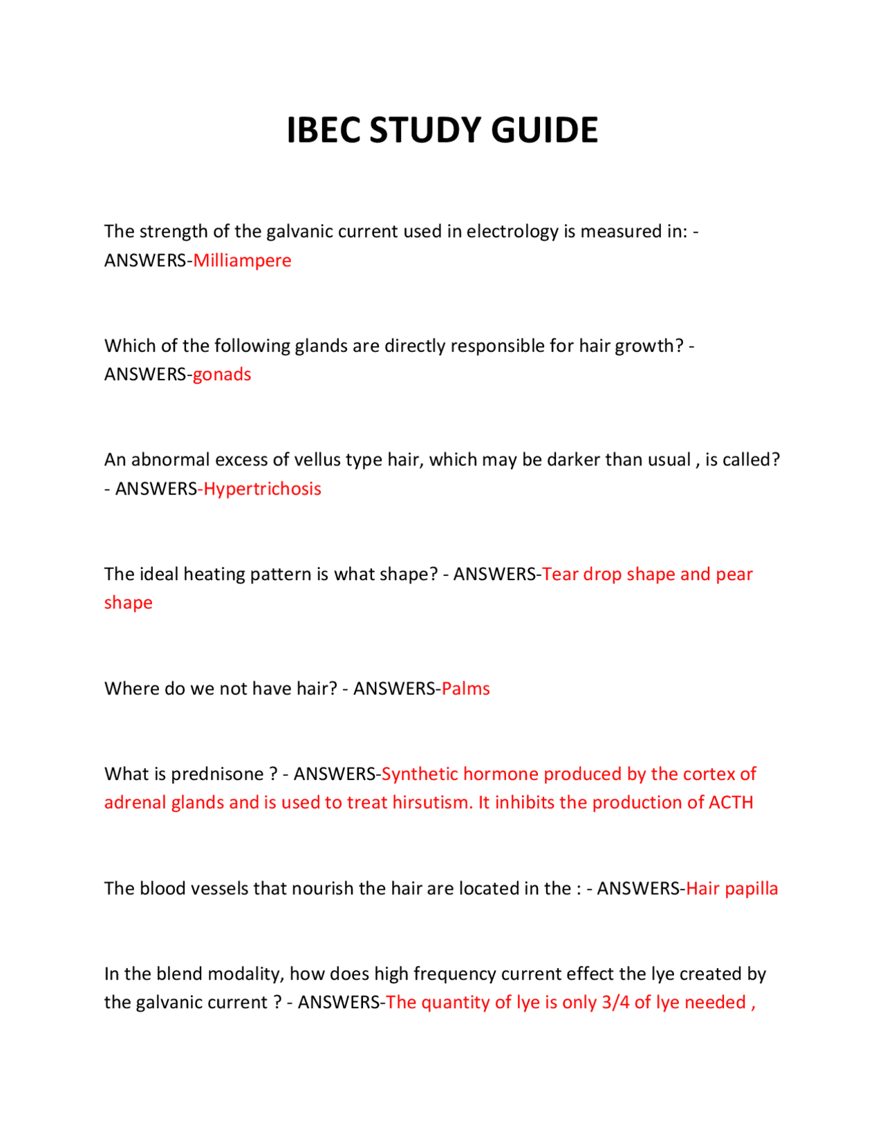 IBEC STUDY GUIDE QUESTIONS AND ANSWERS 2025 | Exams Physics | Docsity
