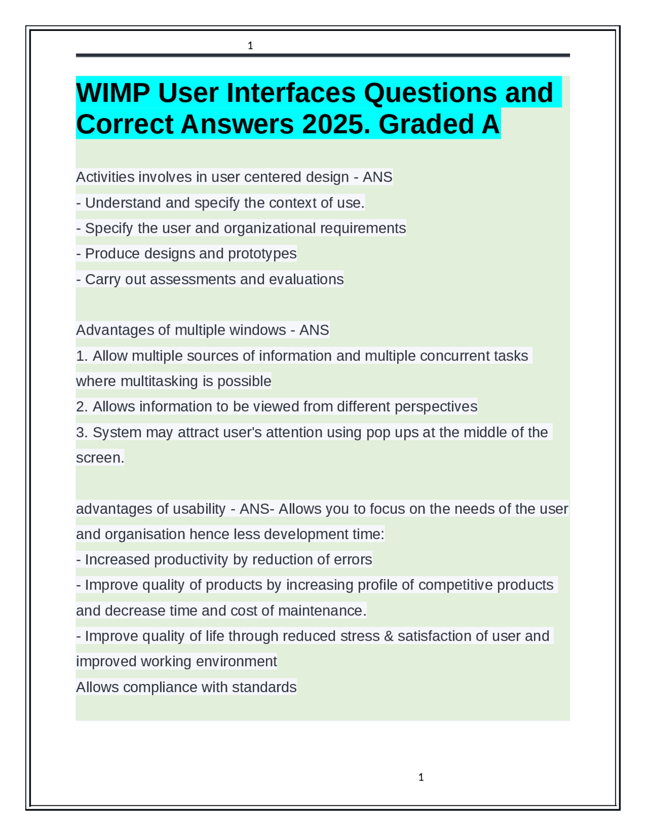 WIMP User Interfaces: Questions and Answers for University or High ...