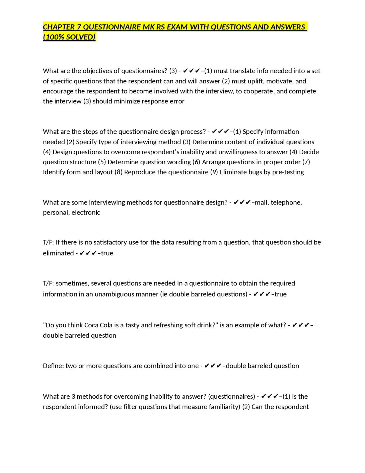 Questionnaire Design: A Comprehensive Guide with Exercises and Answers ...