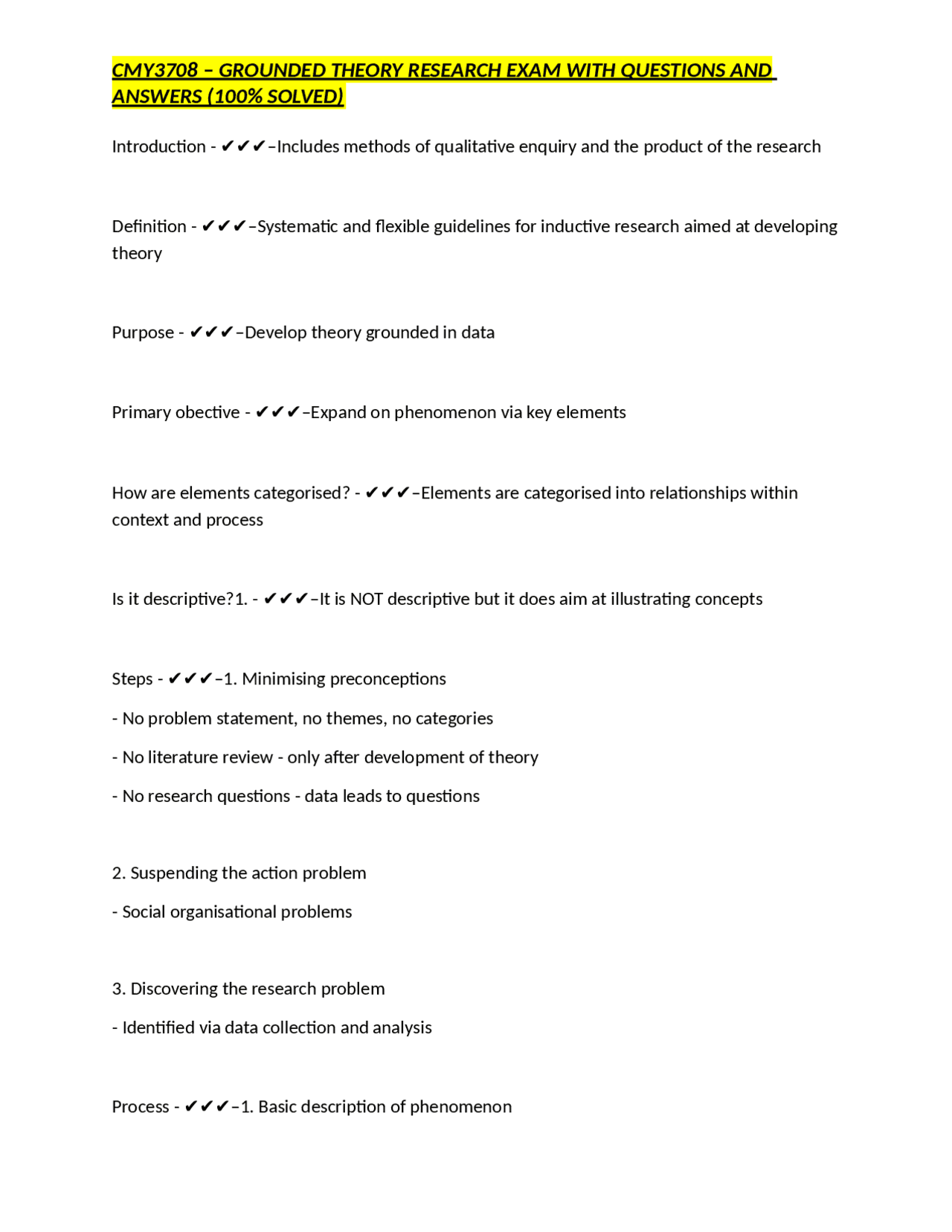 Grounded Theory Research: Exam Questions and Answers for CMY3708 ...