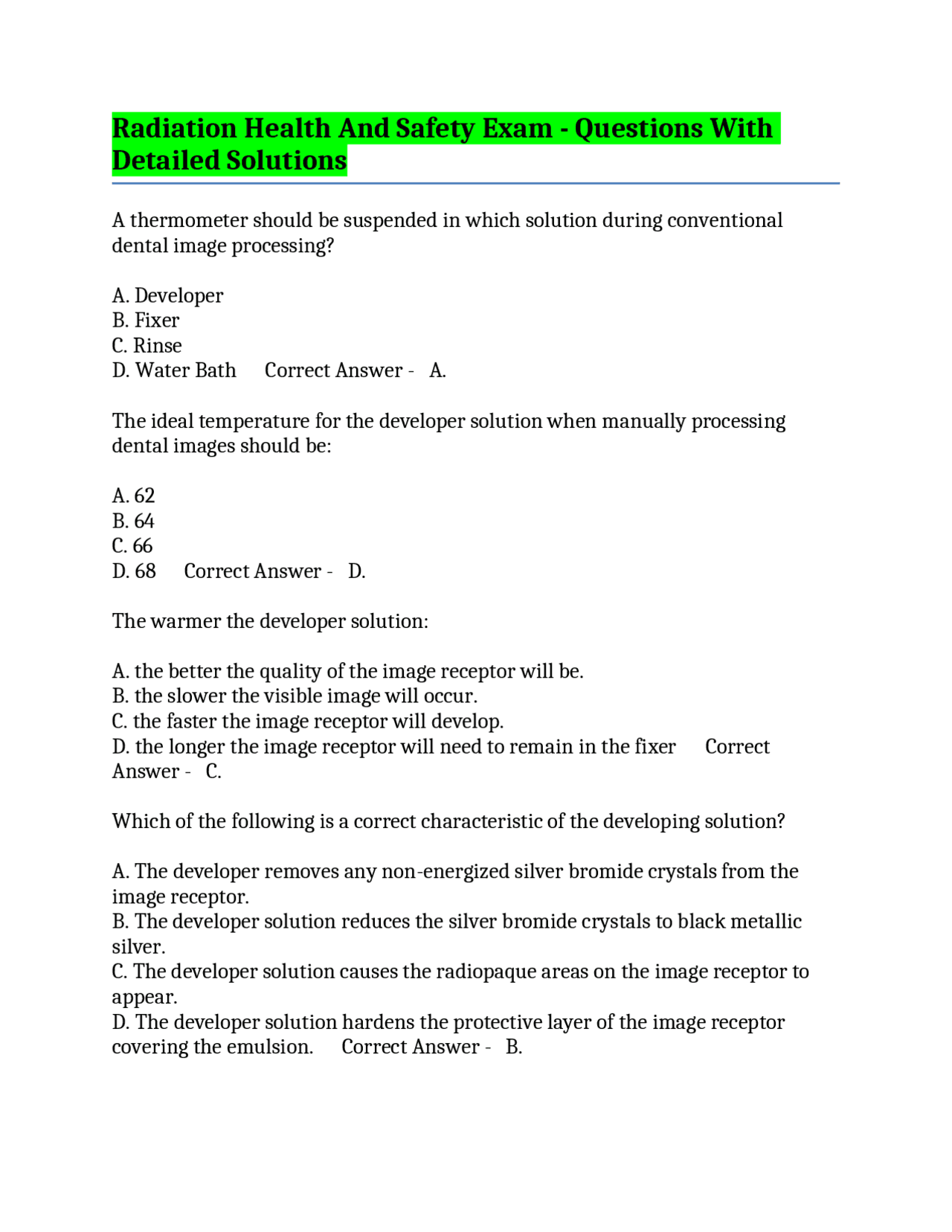 Radiation Health And Safety Exam - Questions With Detailed Solutions ...