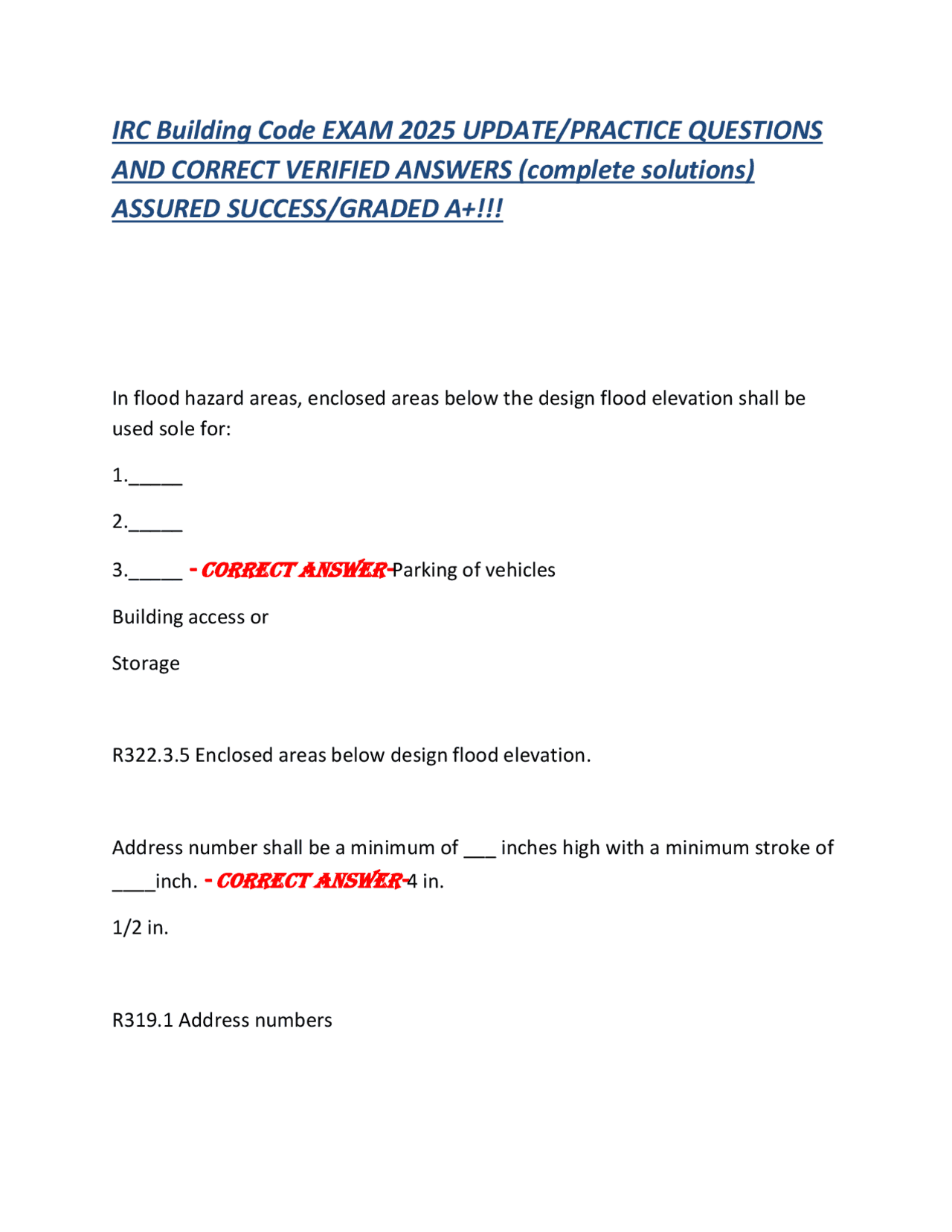 IRC Building Code Exam 2025 Update: Practice Questions and Answers ...