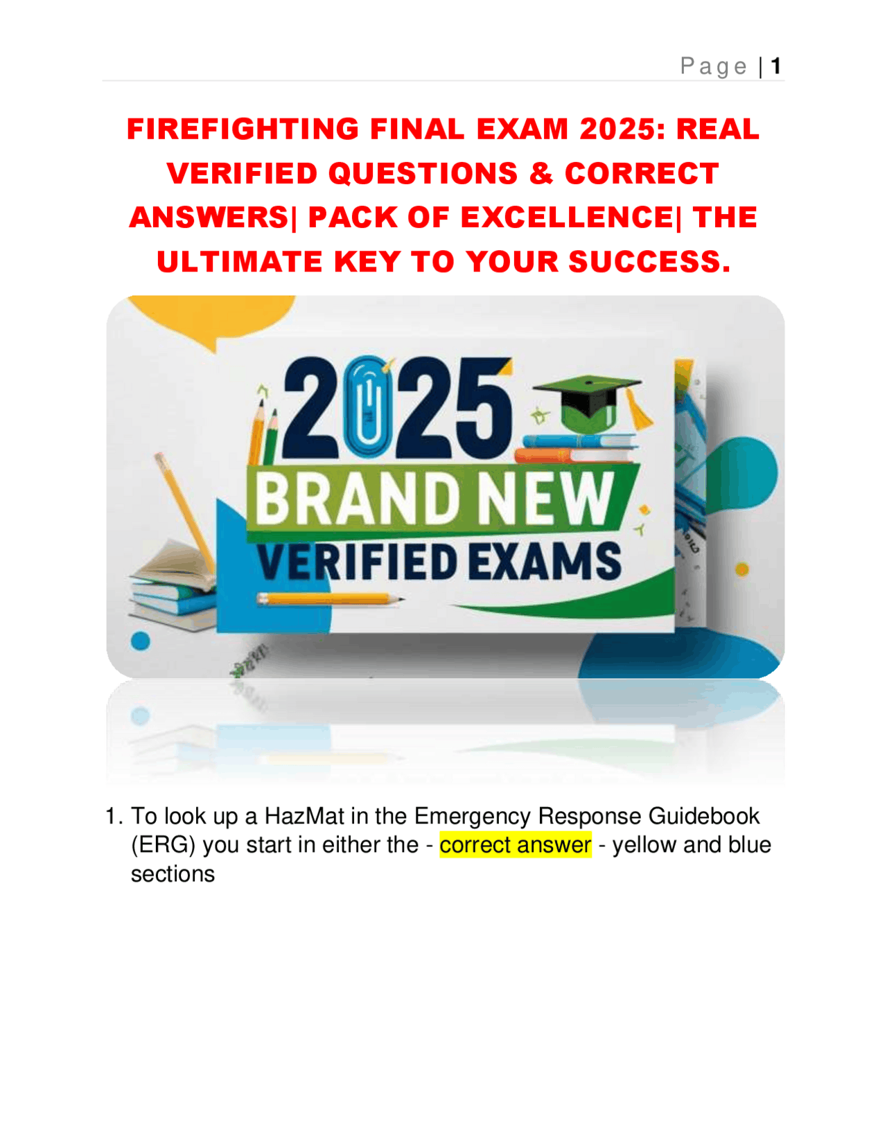 Firefighting Final Exam 2025: Real Verified Questions & Correct Answers ...