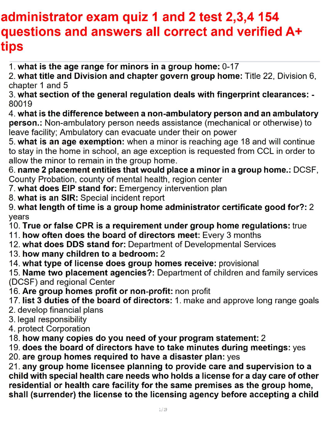 administrator exam quiz 1 and 2 test 2,3,4 154 questions and answers ...
