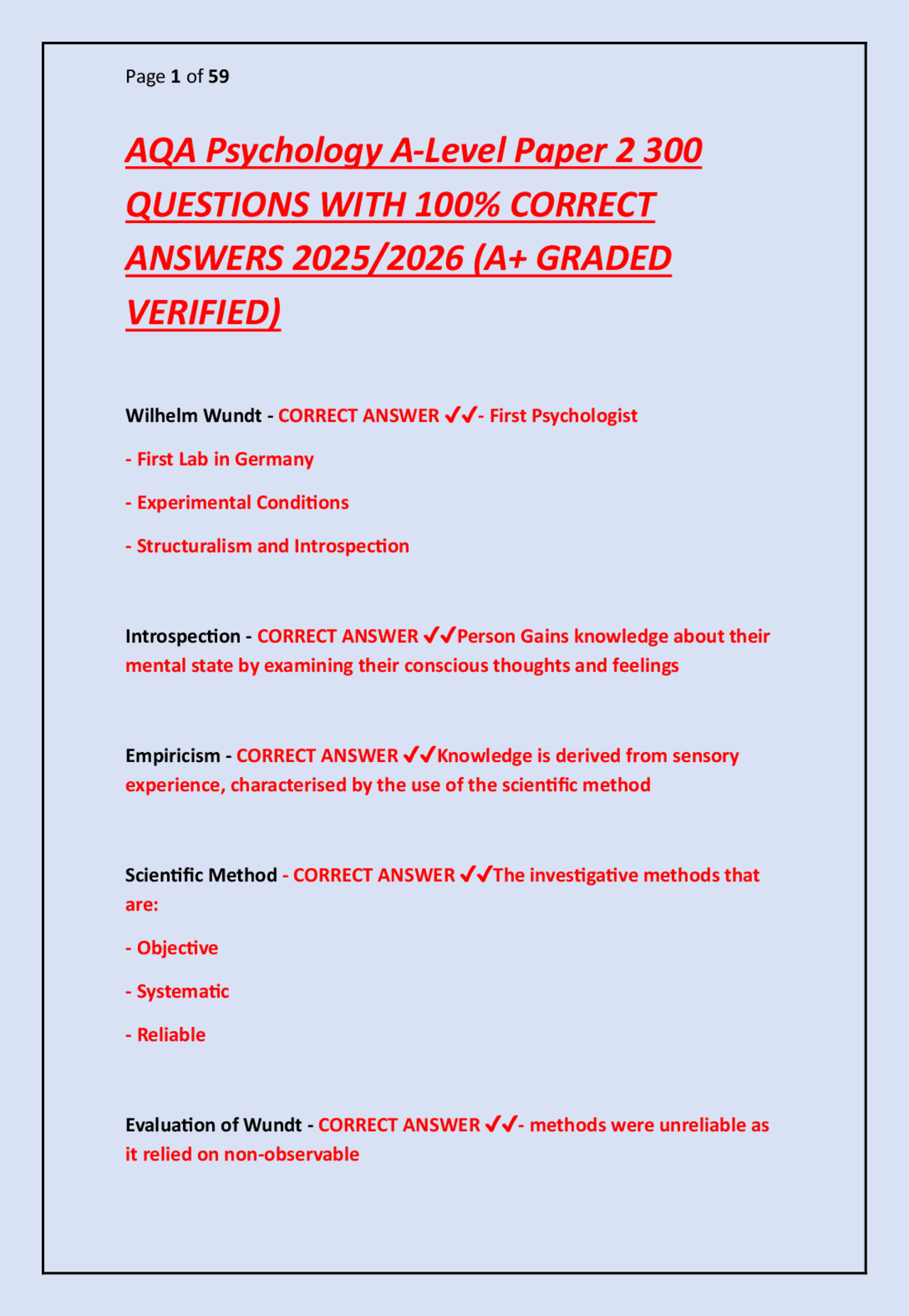 AQA Psychology A-Level Paper 2: Questions and Answers for 2025/2026 ...