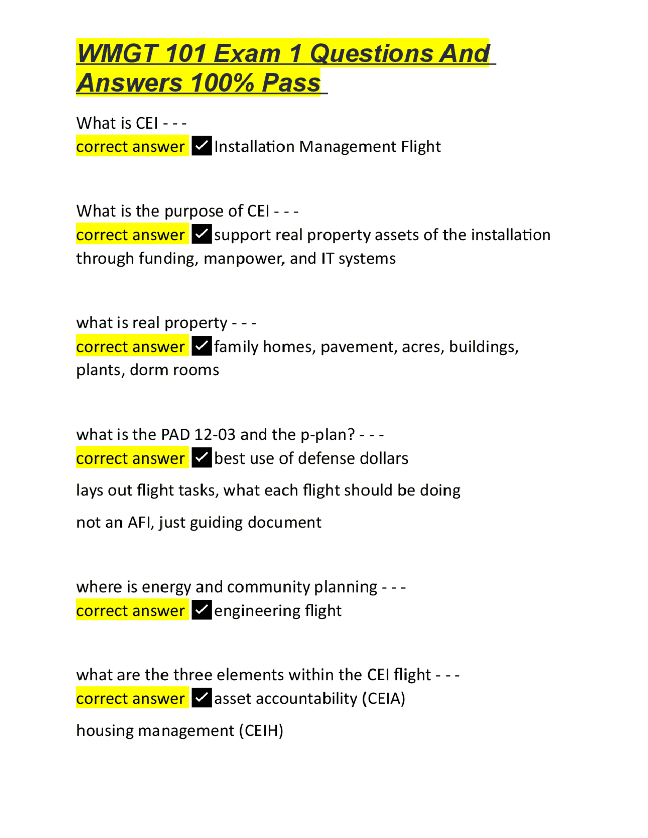 WMGT 101 Exam 1 Questions and Answers: Comprehensive Guide to ...
