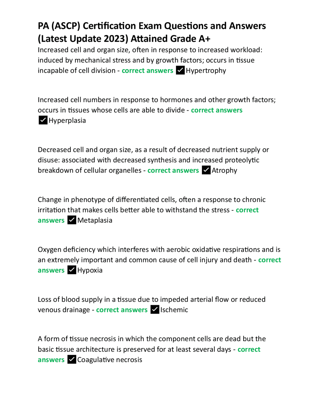 PA (ASCP) Certification Exam Questions and Answers (Latest Update 2023 ...
