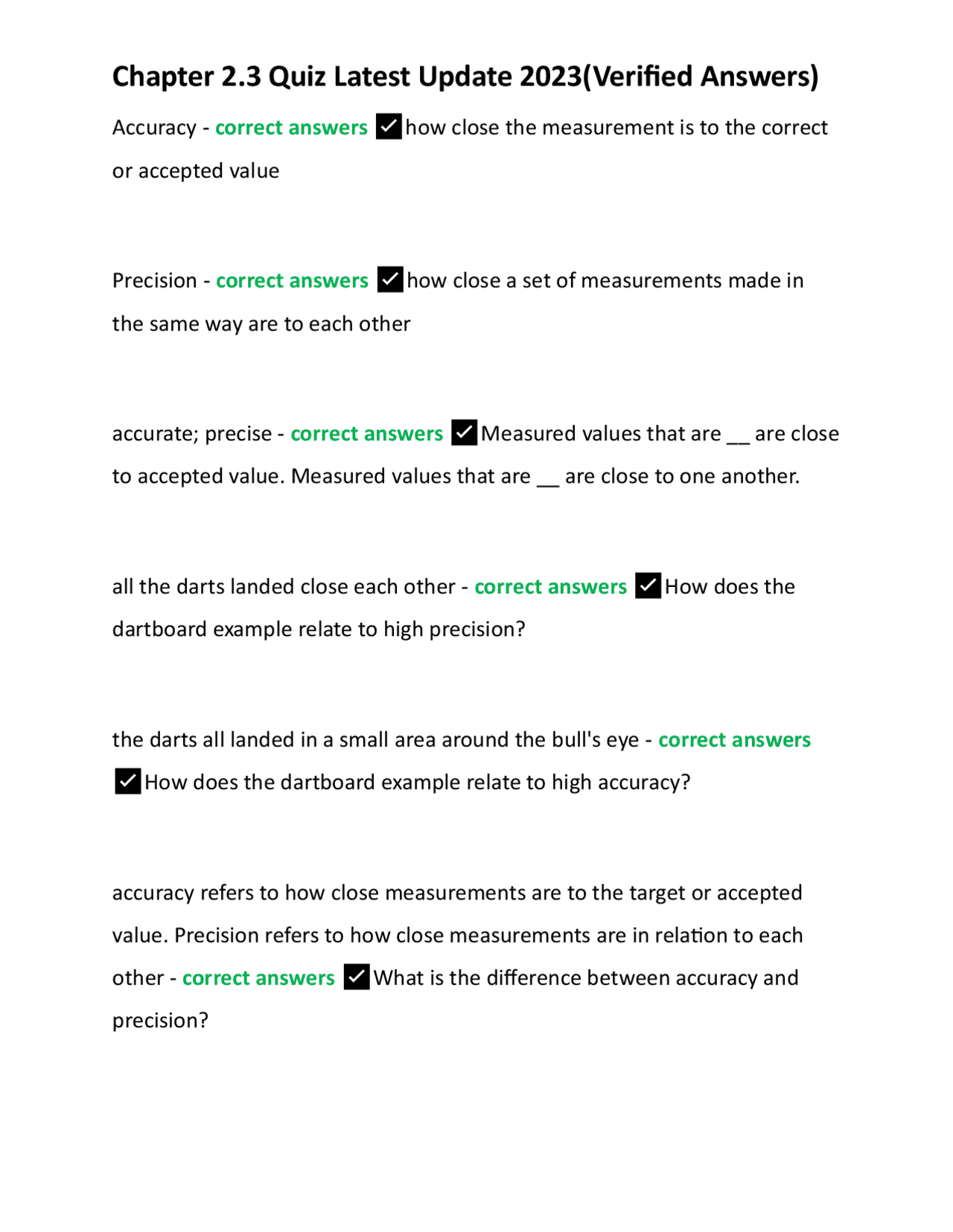 Accuracy, Precision, and Significant Figures: A Quiz on Measurement ...
