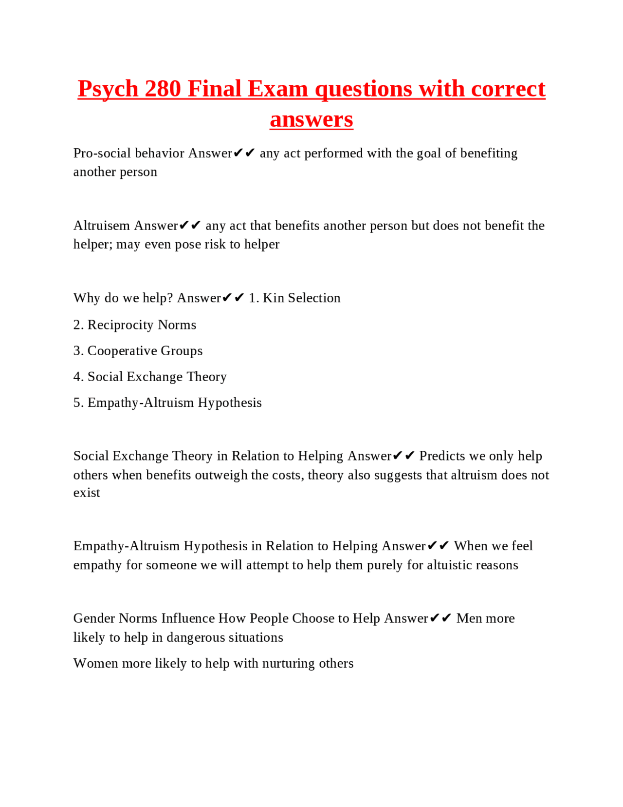 Psych 280 Final Exam questions with correct answers | Exams Psychology ...