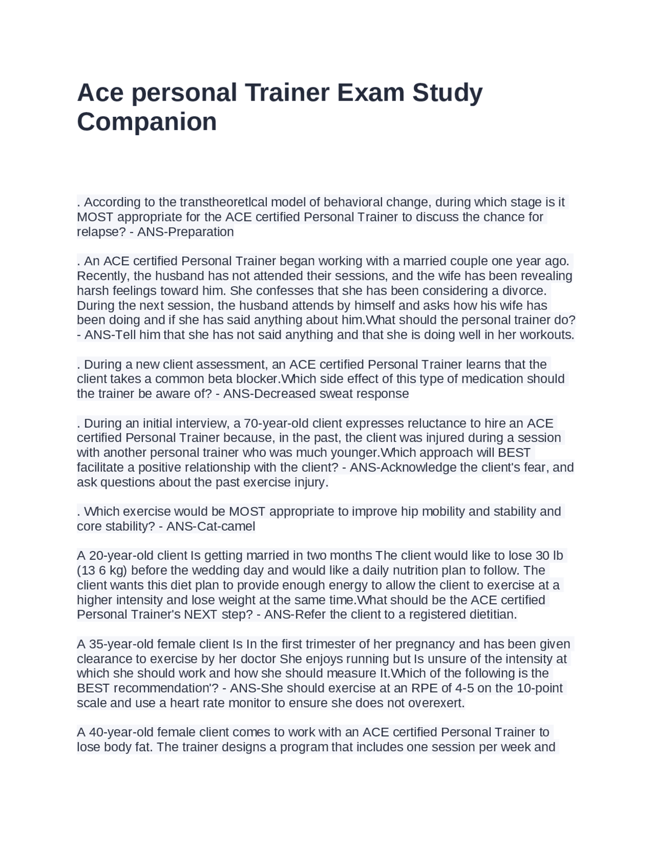 Ace personal Trainer Exam Study Companion | Exams Advanced Education ...