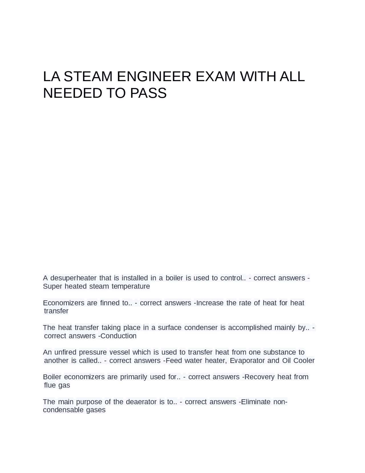 LA STEAM ENGINEER EXAM WITH ALL NEEDED TO PASS | Exams Advanced ...