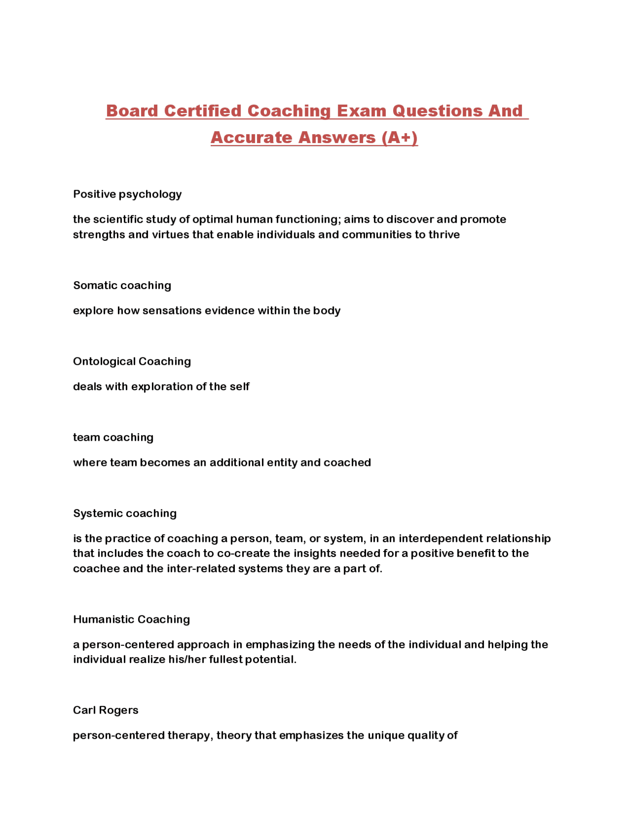 Board Certified Coaching Exam Questions And Accurate Answers (A+ ...
