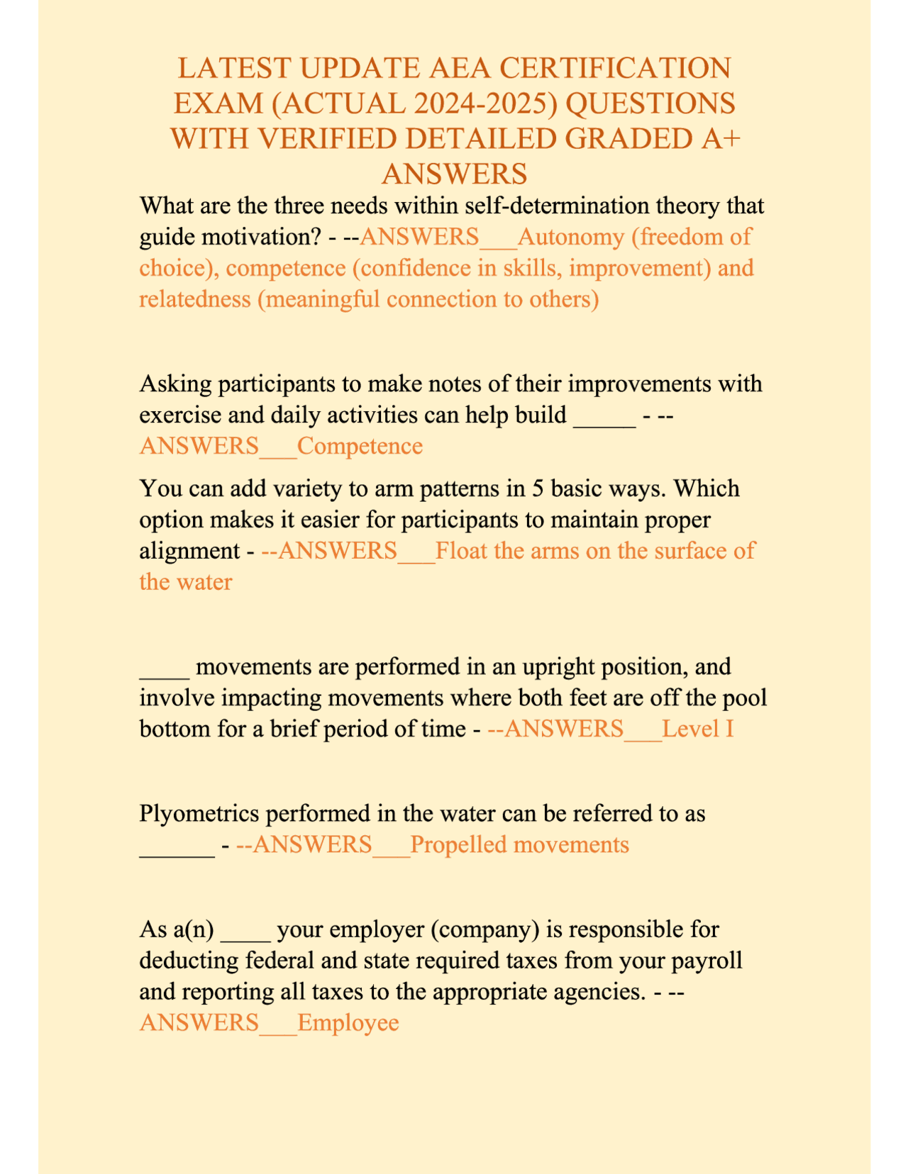 LATEST UPDATE AEA CERTIFICATION EXAM (ACTUAL 2024-2025) QUESTIONS WITH ...