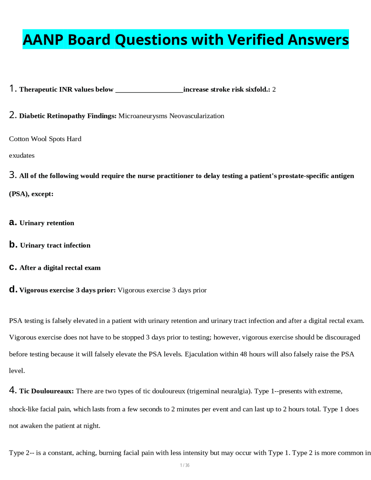AANP Board Questions with Verified Answers: A Comprehensive Guide for ...