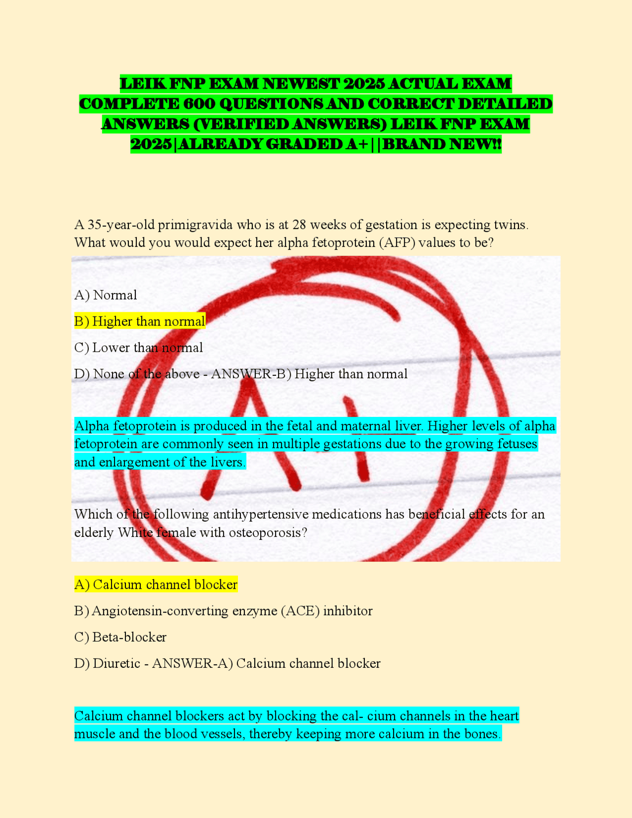 LEIK FNP EXAM NEWEST 2025 ACTUAL EXAM COMPLETE 600 QUESTIONS AND ...