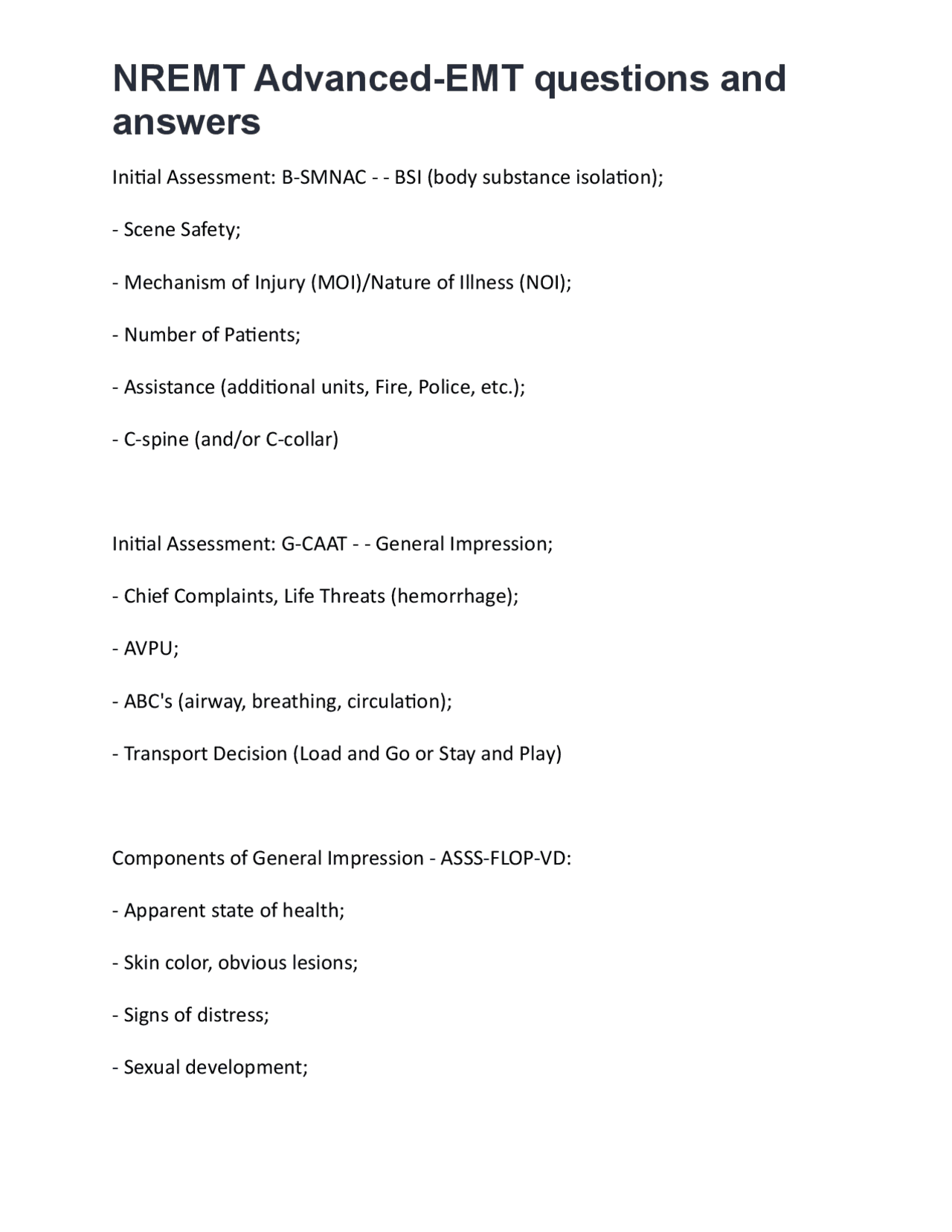 NREMT Advanced-EMT Questions and Answers: A Comprehensive Guide to ...