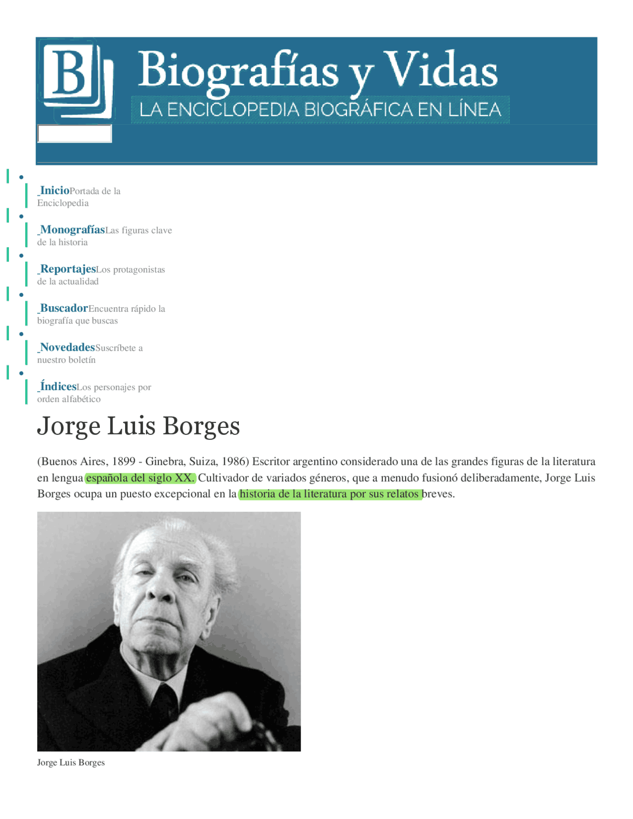 Biografía de Jorge Luis Borges | Apuntes de Literatura | Docsity