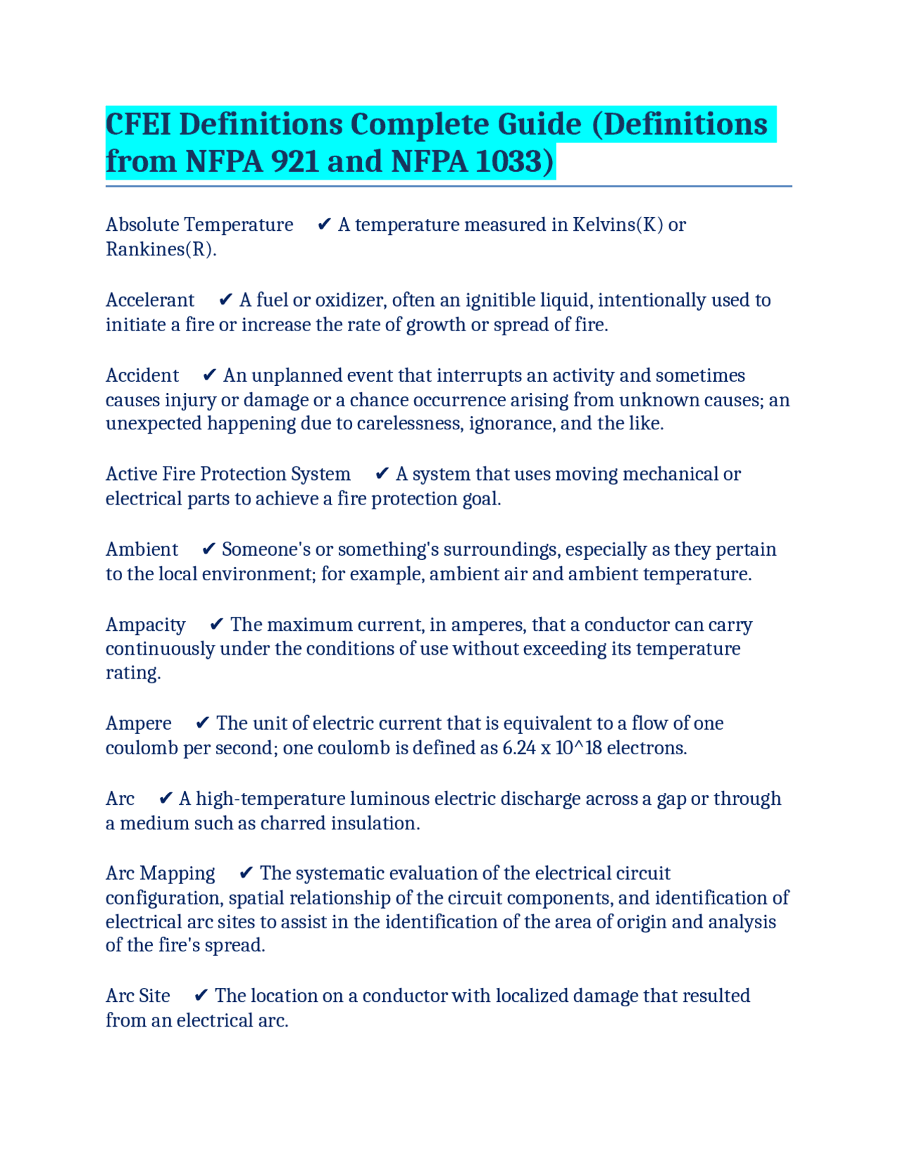 CFEI Definitions Complete Guide (Definitions from NFPA 921 and NFPA ...