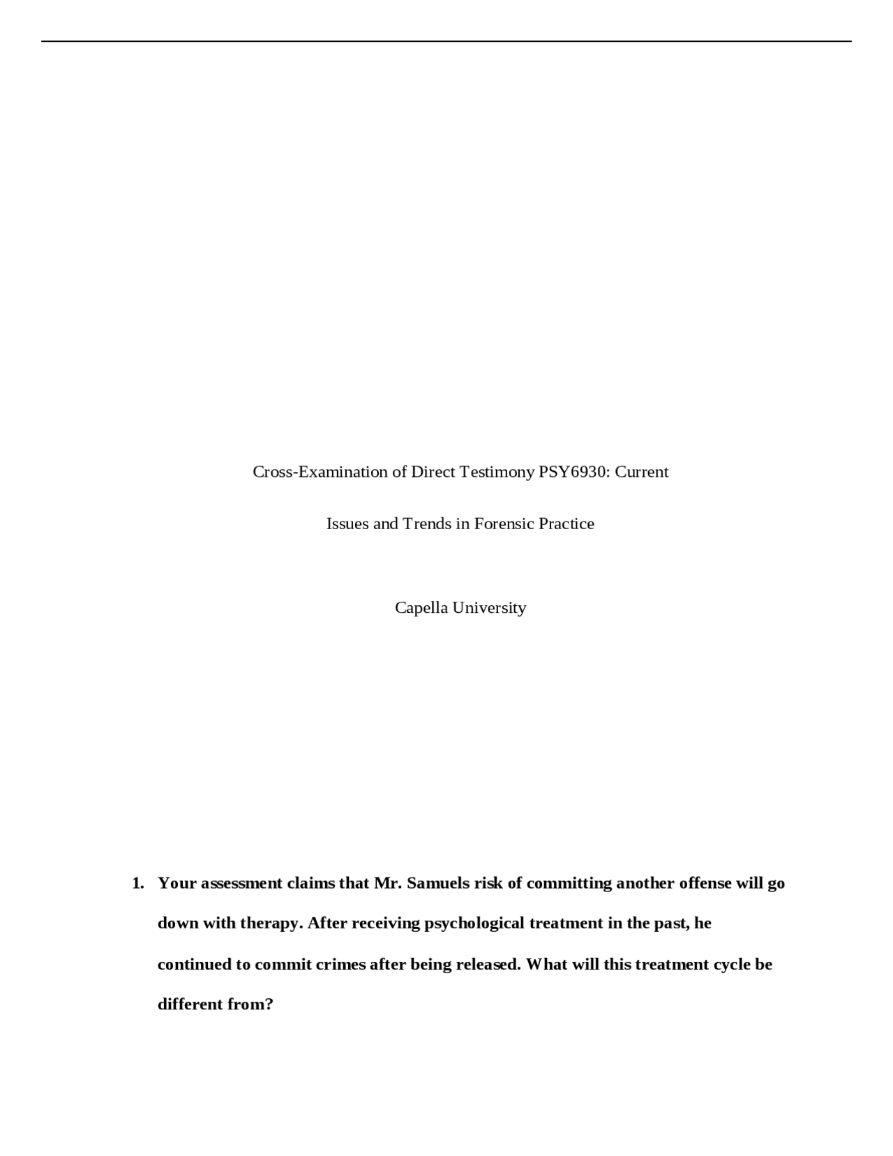 Cross-Examination of Direct Testimony PSY6930: Current Issue | Thesis ...