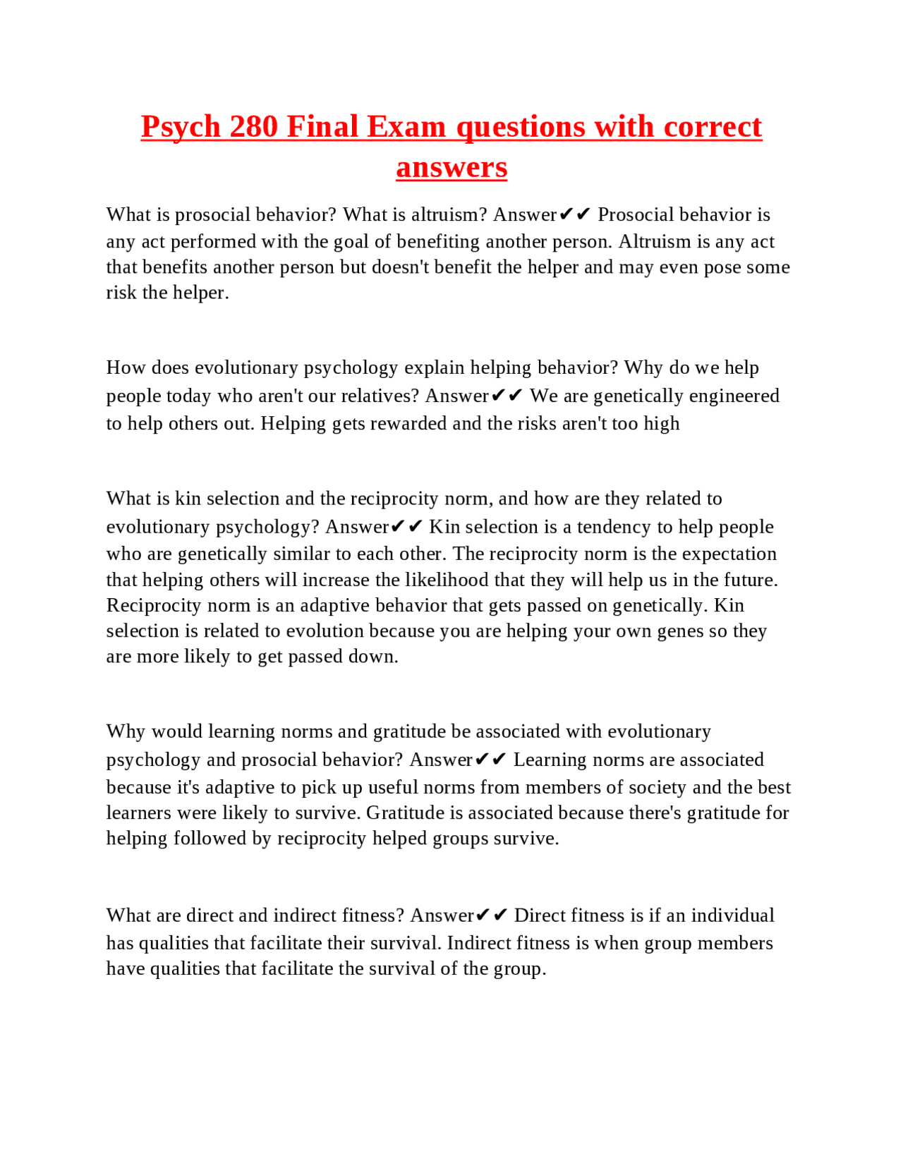 Psych 280 Final Exam questions with correct answers | Exams Psychology ...