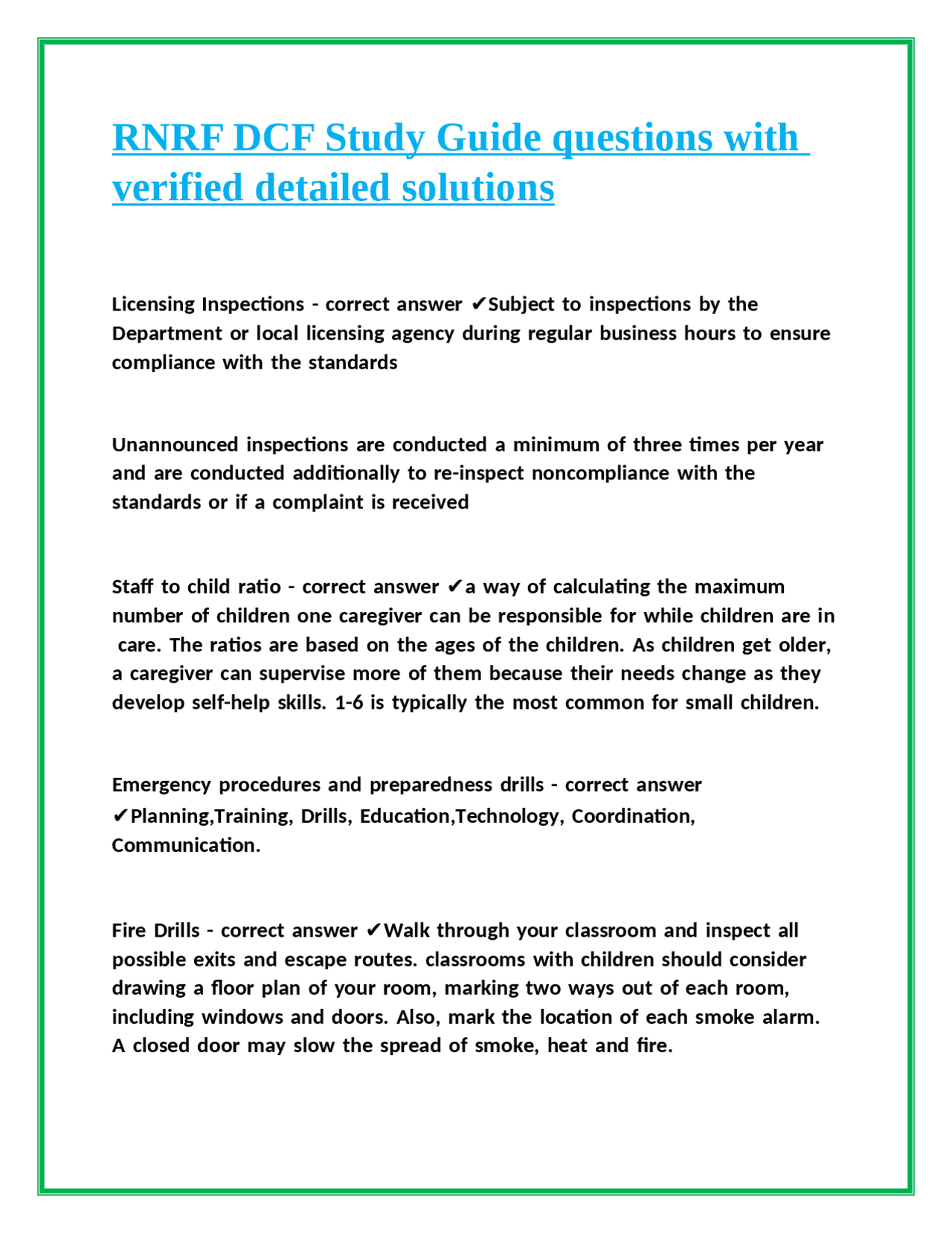 RNRF DCF Study Guide questions with verified detailed solutions | Exams ...