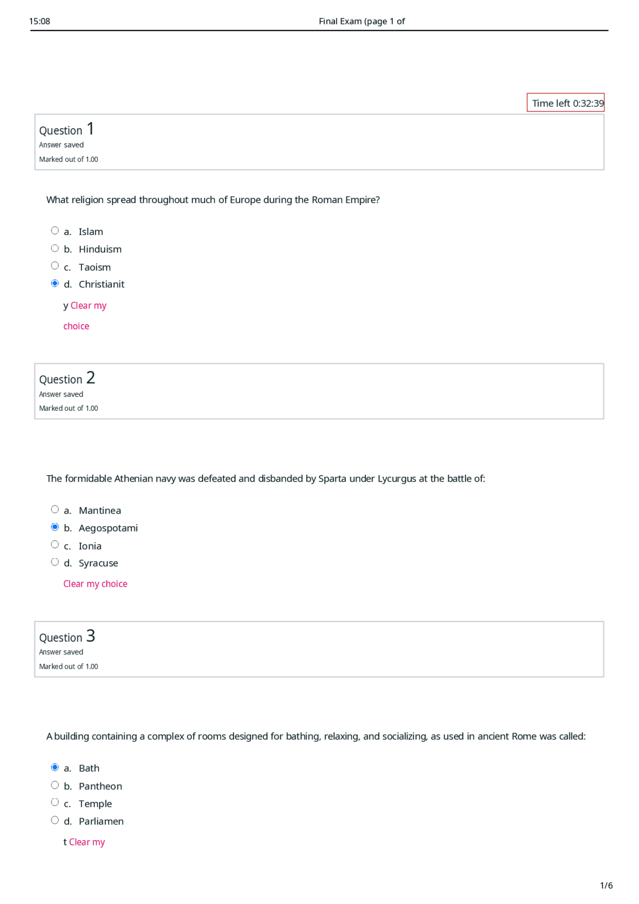 Ancient History Final Exam: Multiple Choice Questions | Exams History ...