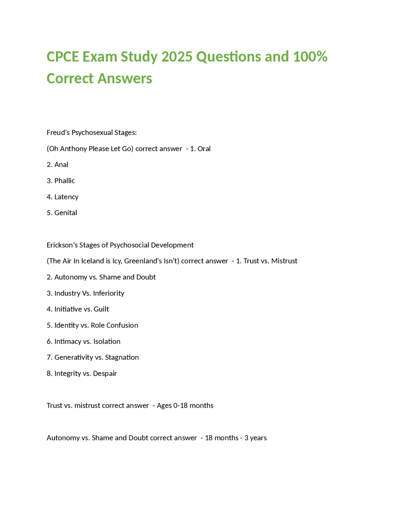 CPCE Exam Study 2025 Questions and 100% Correct Answers | Exams Nursing ...