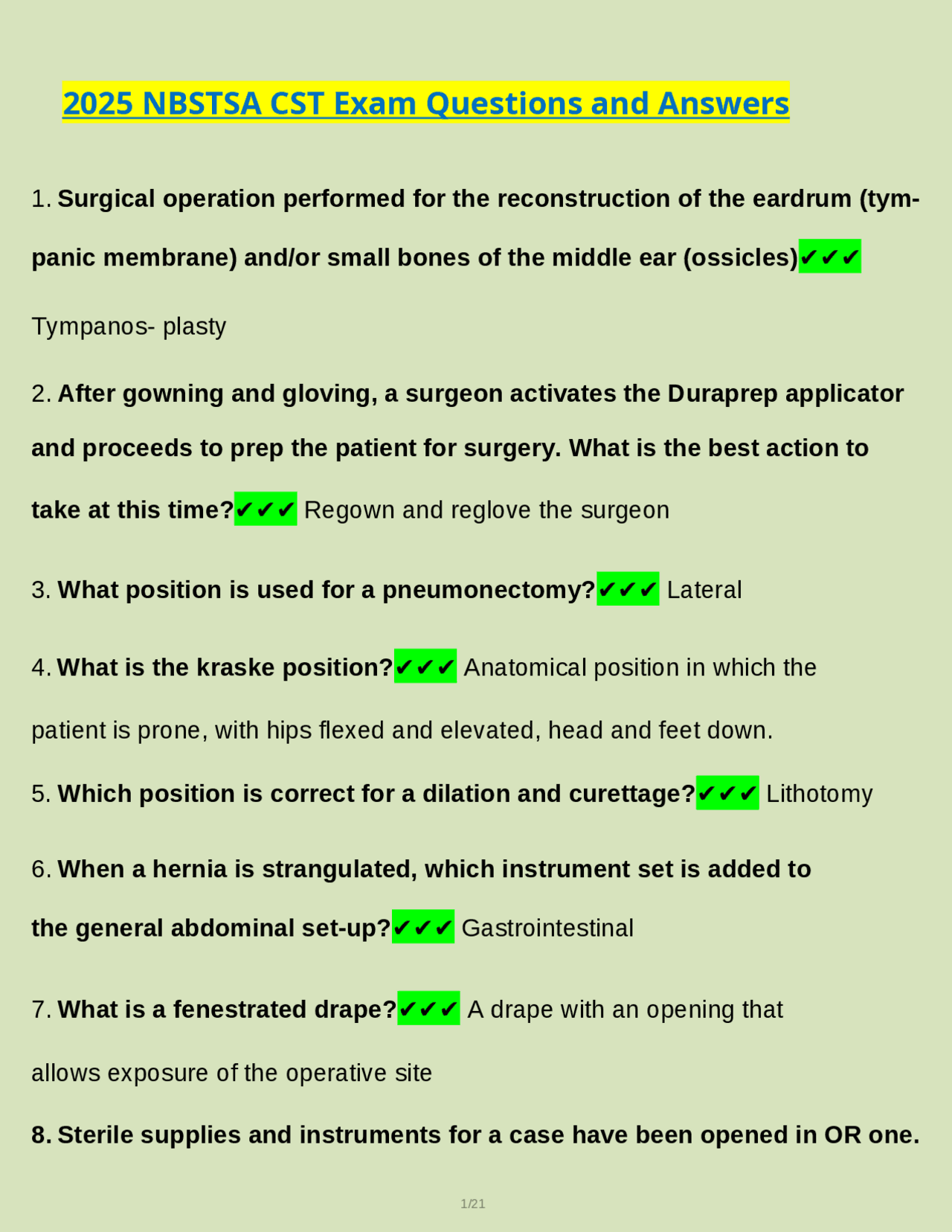 2025 NBSTSA CST Exam Questions and Answers: A Comprehensive Guide to ...