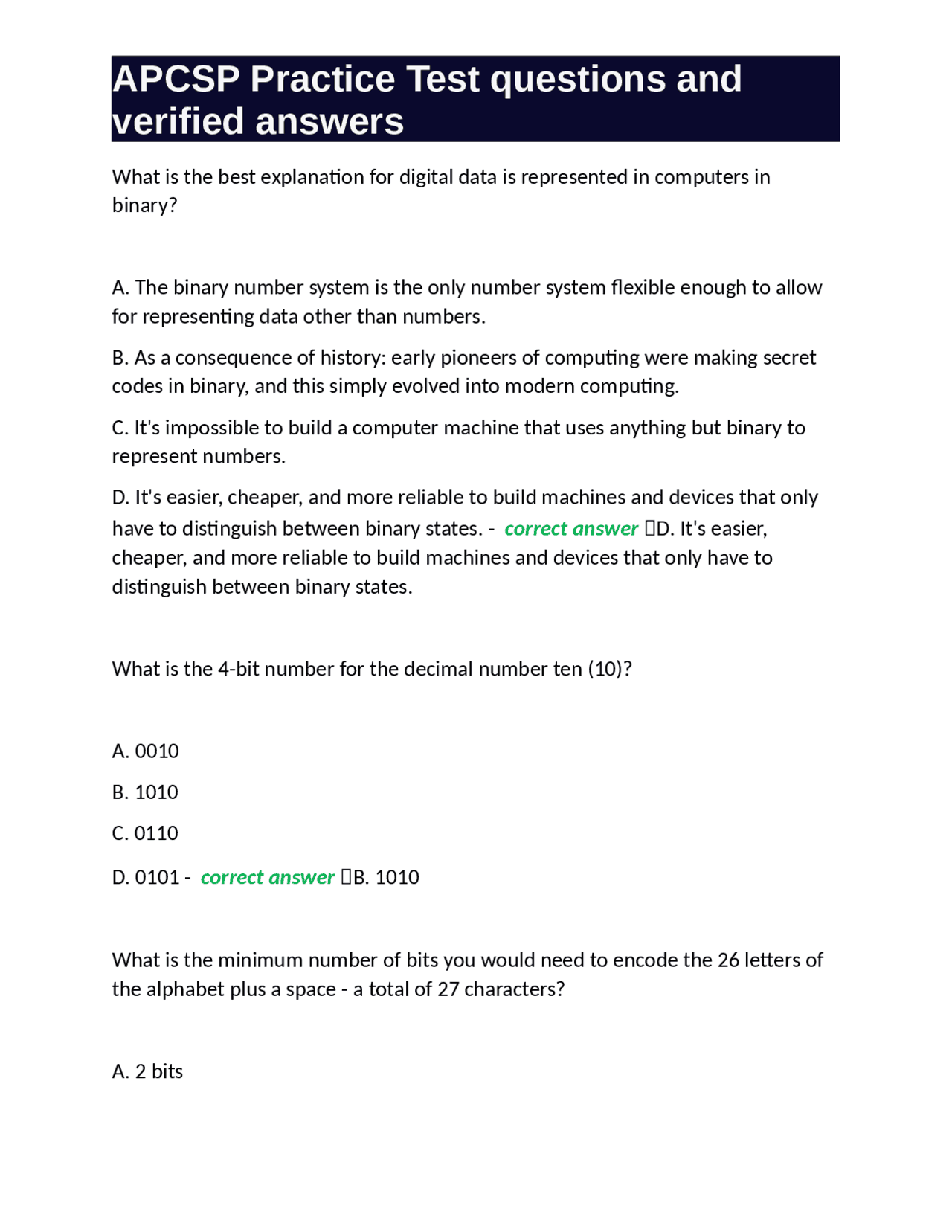 APCSP Practice Test: Comprehensive Guide to Computer Science Principles ...