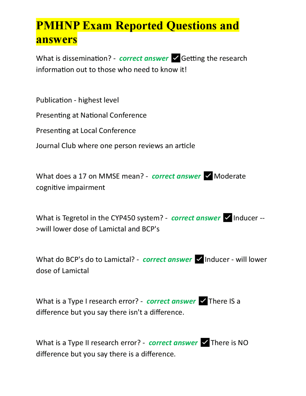 PMHNP Exam Questions & Answers: Comprehensive Guide | Exams Nursing ...