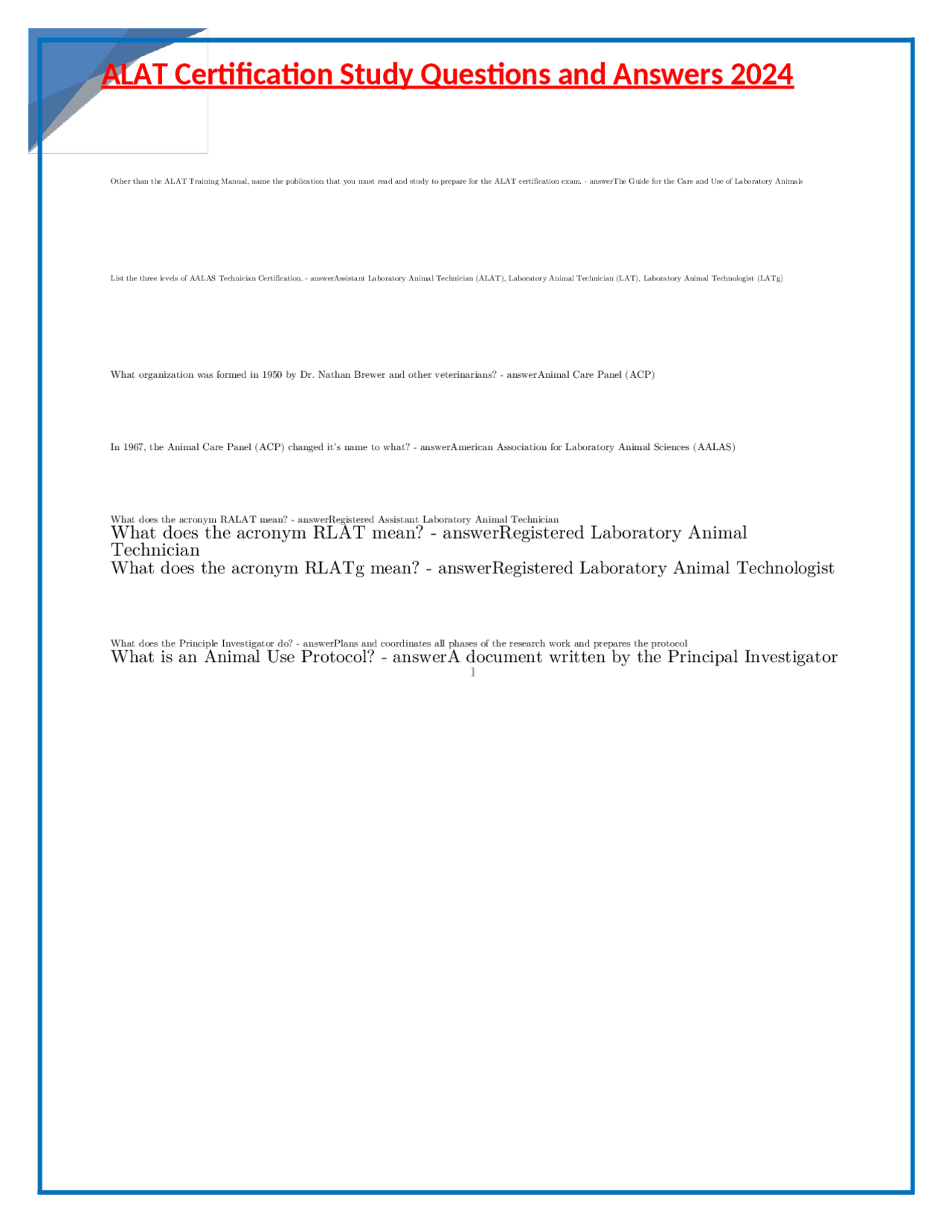 ALAT Certification Study Guide: Questions & Answers 2024 | Exams ...