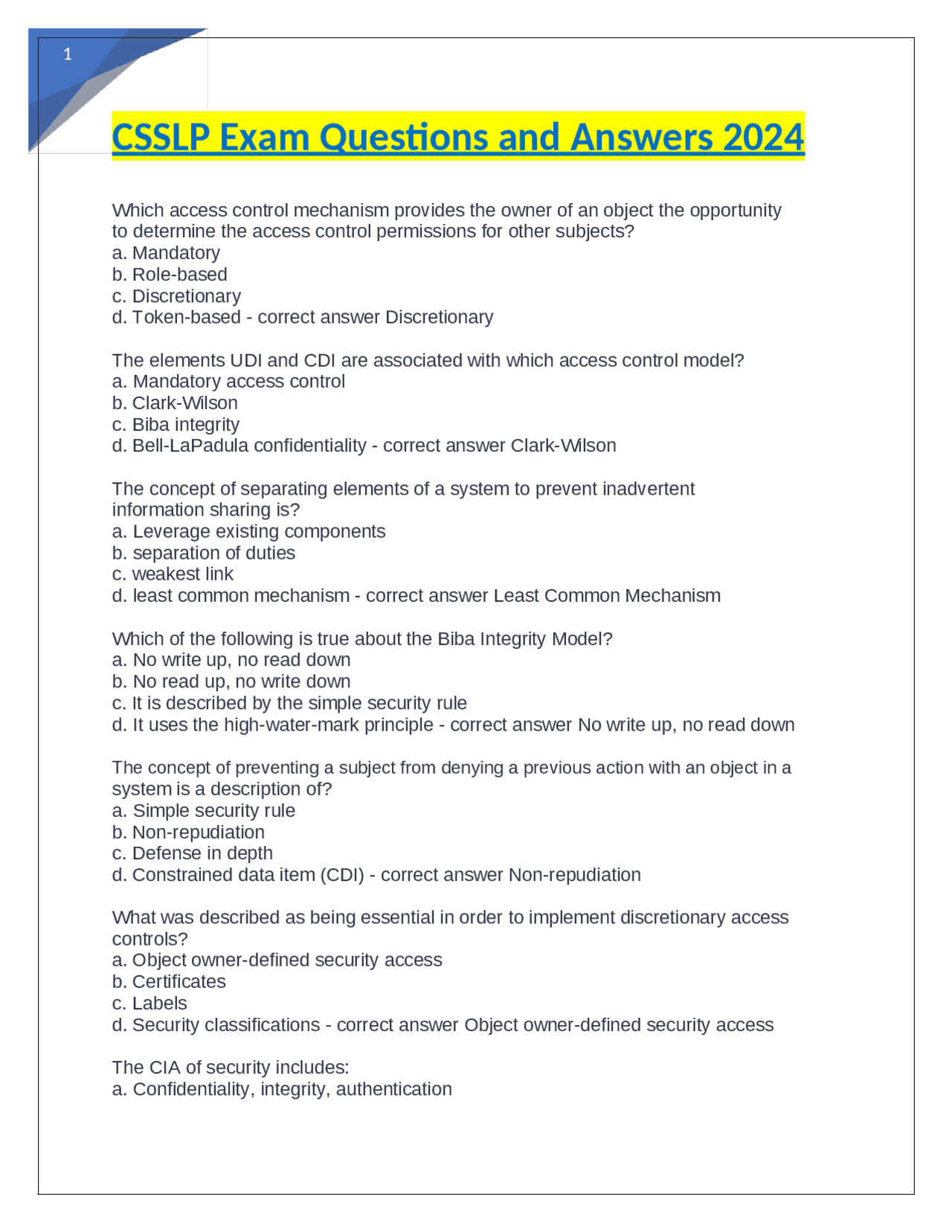 CSSLP Exam Questions and Answers 2024: Cybersecurity Fundamentals and Best Practices | Exams ...